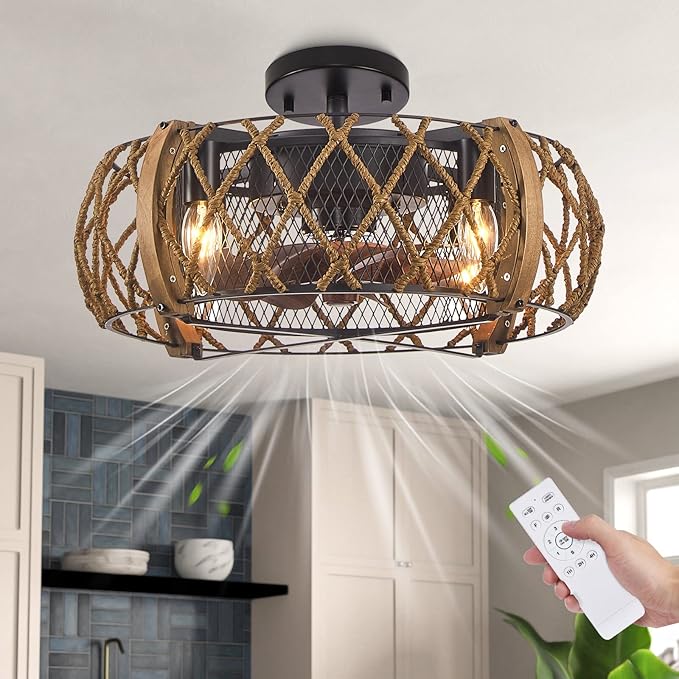 Amazon.com: Atocif Farmhouse 17'' Caged Bladeless Ceiling Fan with ...