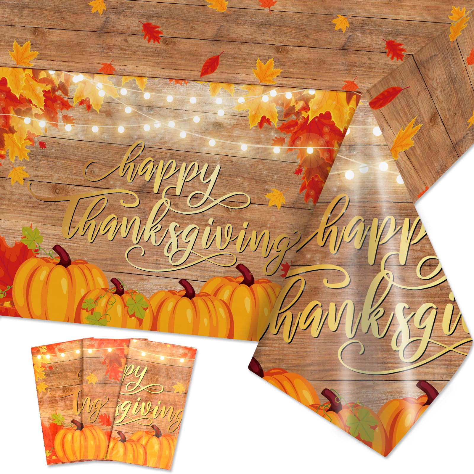 Amazon.com: HOWAF 3 Pack Thanksgiving Plastic Wood Grain Tablecloth ...