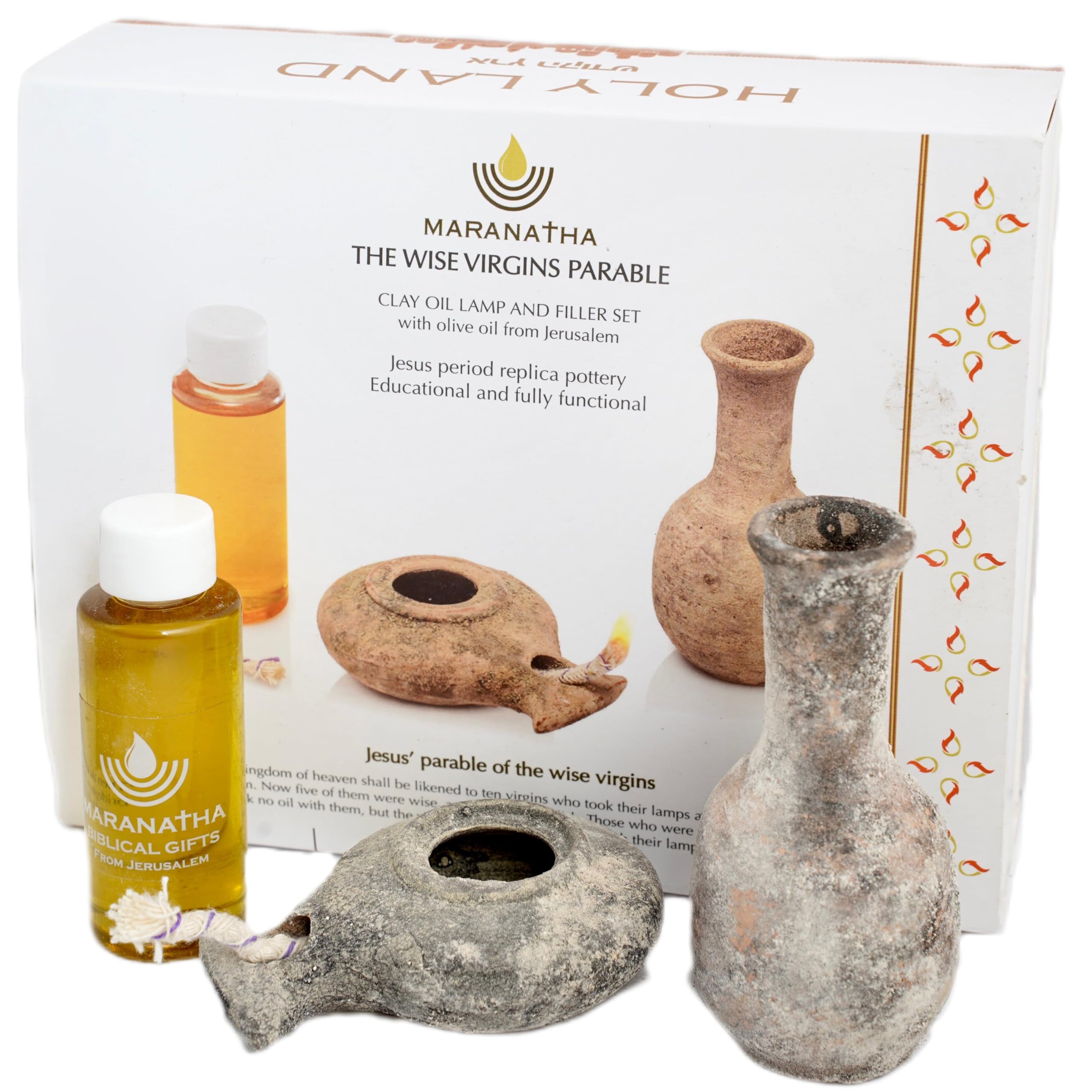 Amazon.com: Biblical Clay Oil Lamp & Filler - The Wise Virgins Parable ...