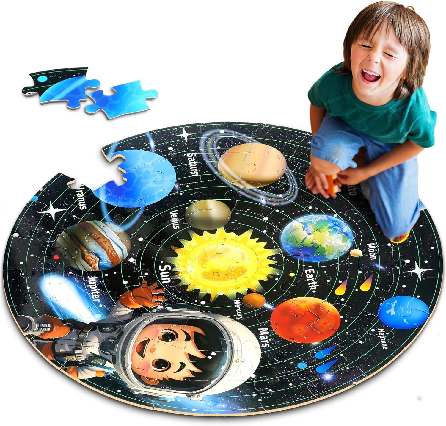 Amazon.com: Hollowfly Solar System Puzzles Large 70 Piece Round Floor ...