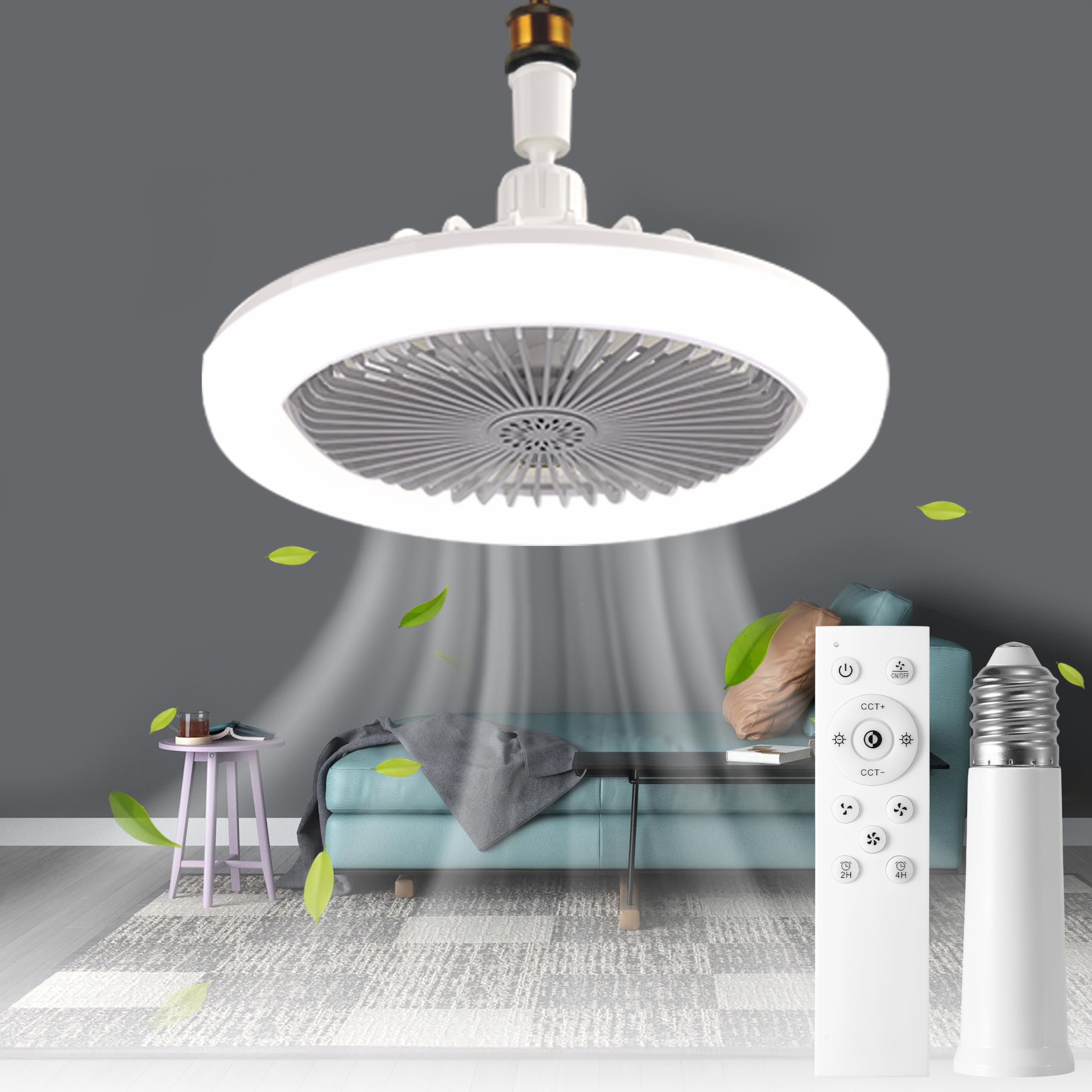 JhauvMw E27 Ceiling Fan with Lights Remote, Mini 10 Inch Enclosed Low ...