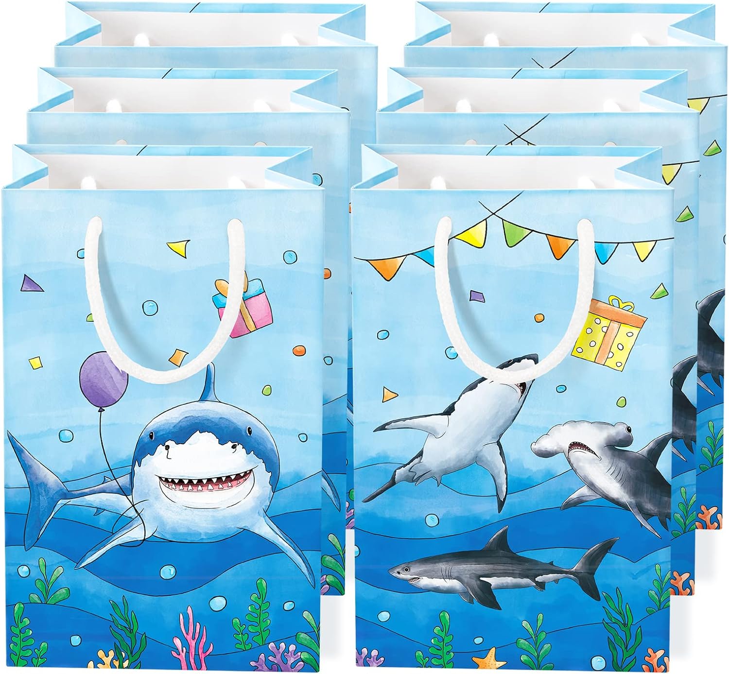Amazon.com: WERNNSAI Shark Party Gift Bags - 16Pcs Ocean Shark Party ...