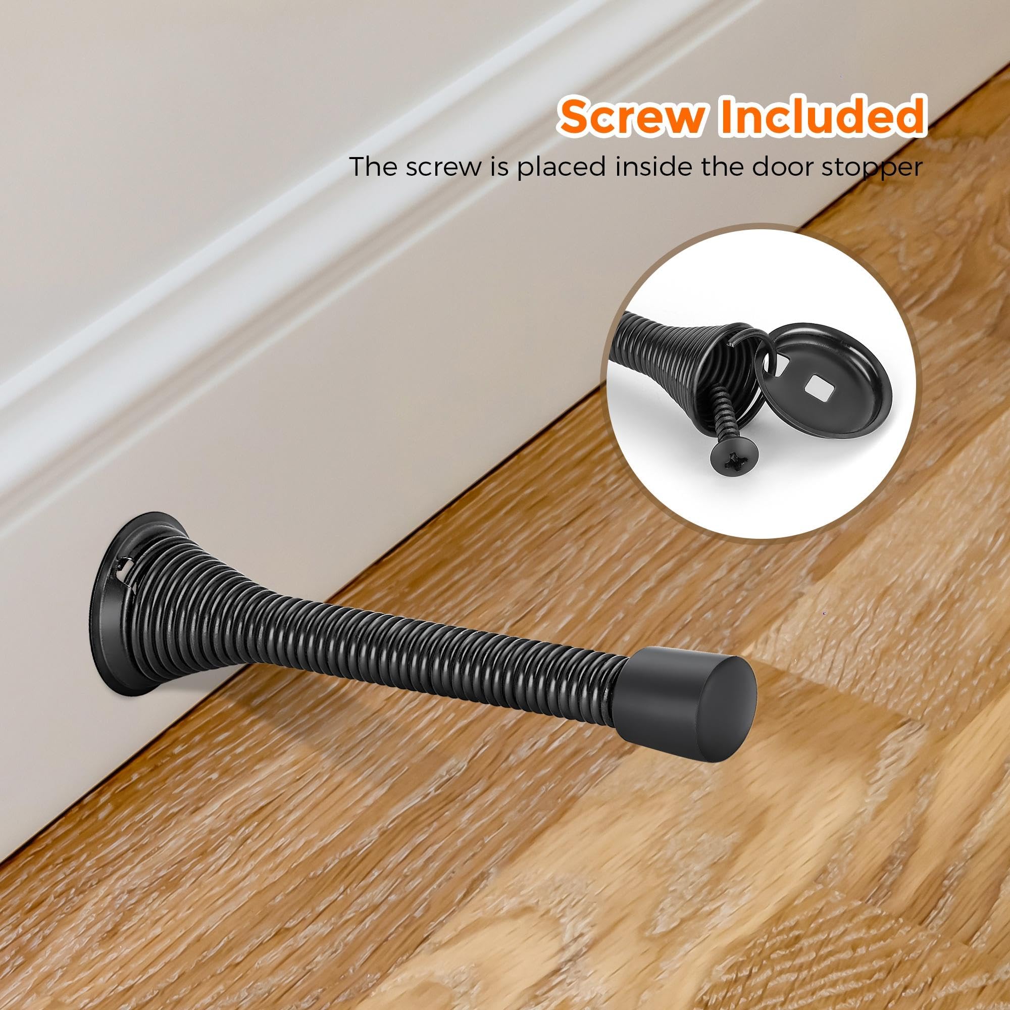 Snapklik.com : Ravinte Door Stoppers, 18 Pack Black Spring Door Stops