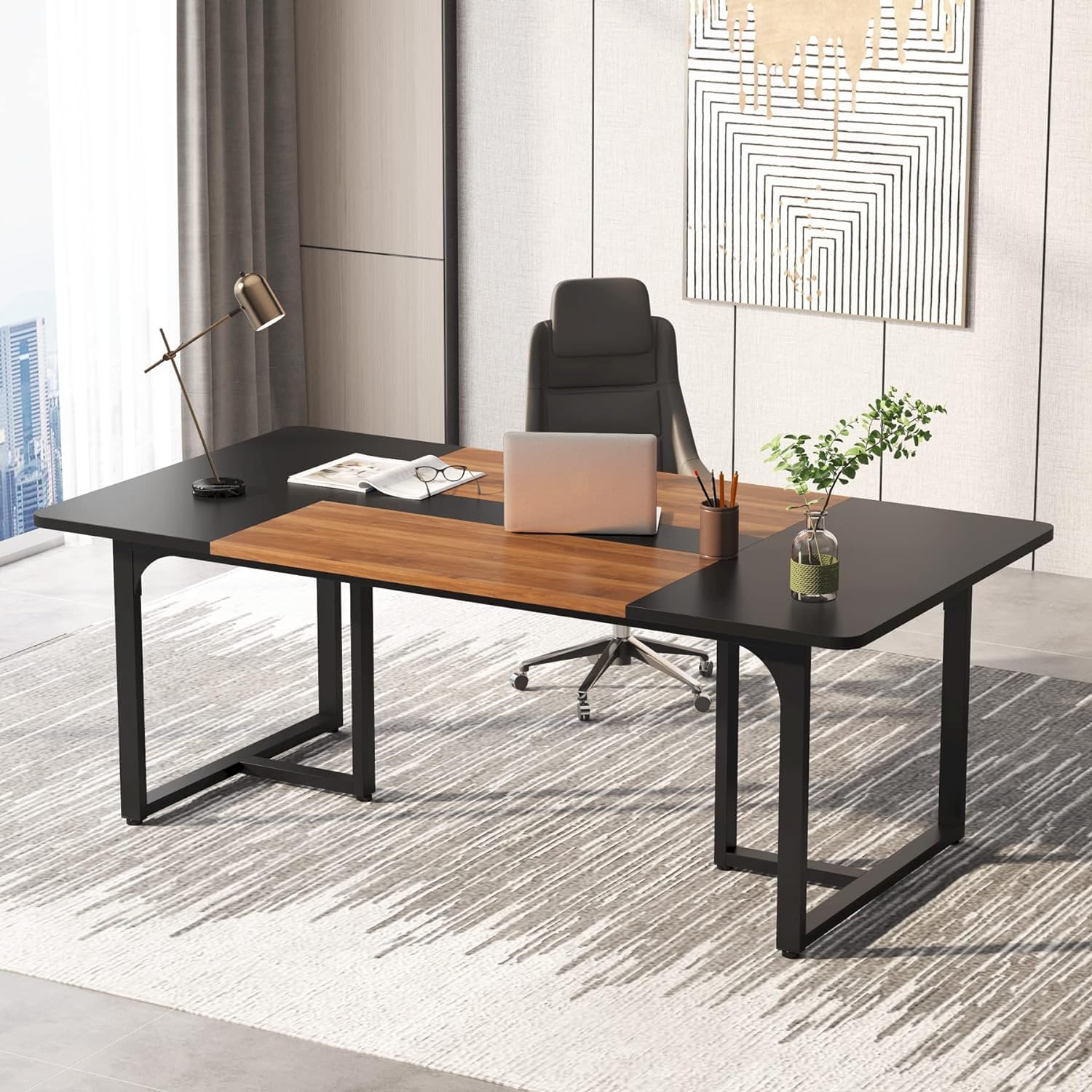 Amazon.com: Tribesigns 70.86'' Executive Desk, Large Office Computer ...