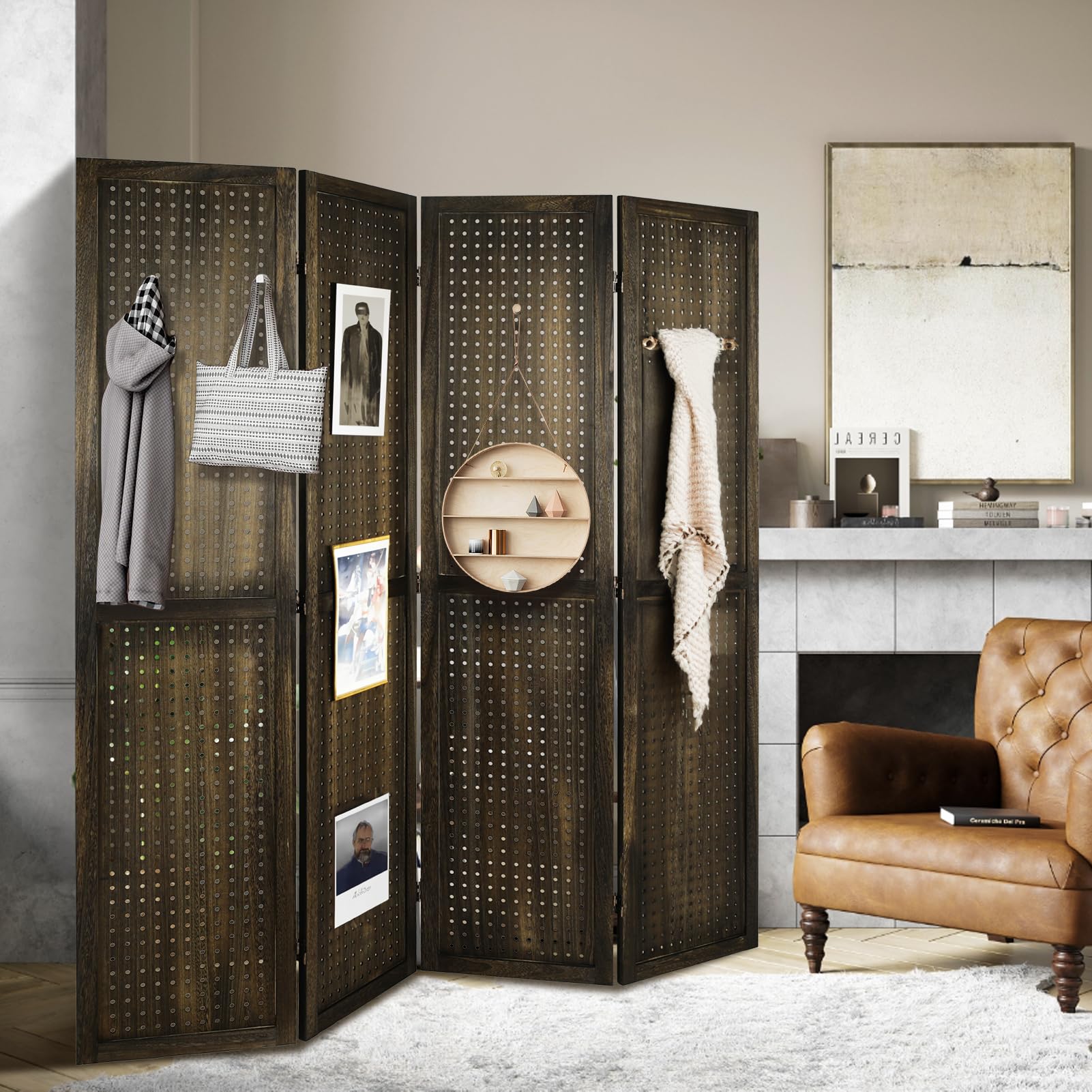 Snapklik.com : BABION Pegboard Display Freestanding, 4 Panel Wood ...