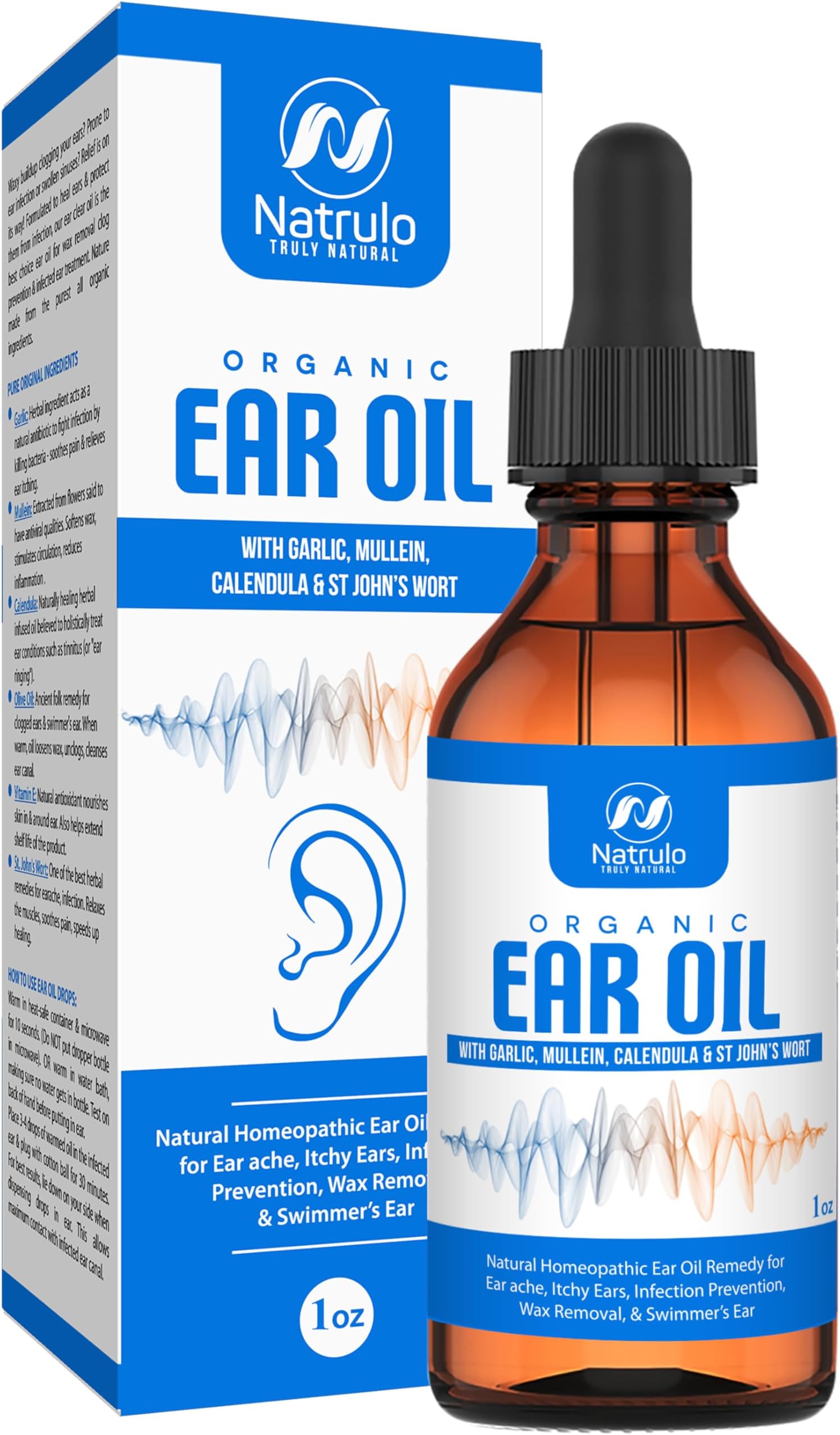 Amazon.com: Organic Ear Oil for Ear Infection - Natural Eardrops for ...