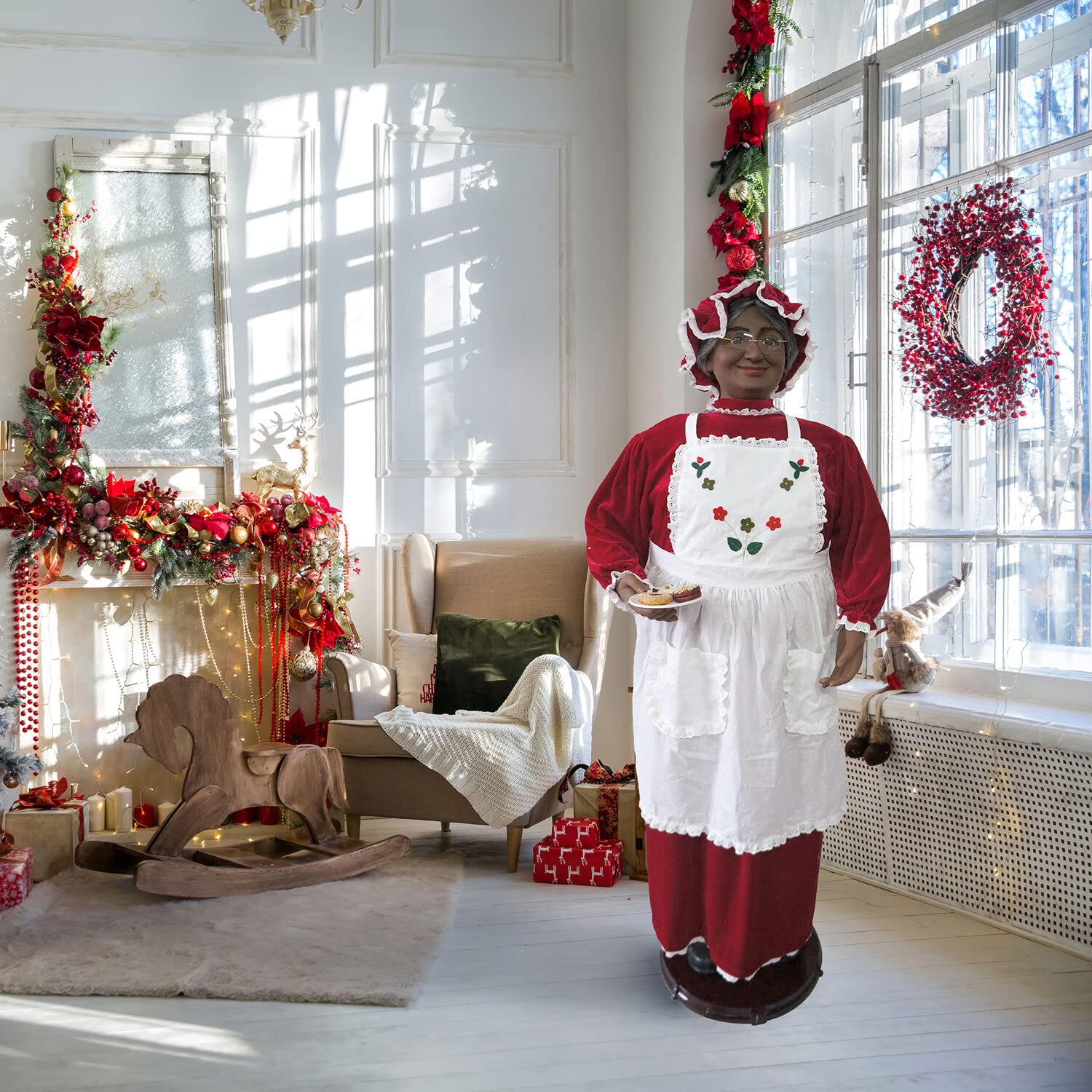 Fraser Hill Farm 58-in. African American Dancing Mrs. Claus with Apron ...