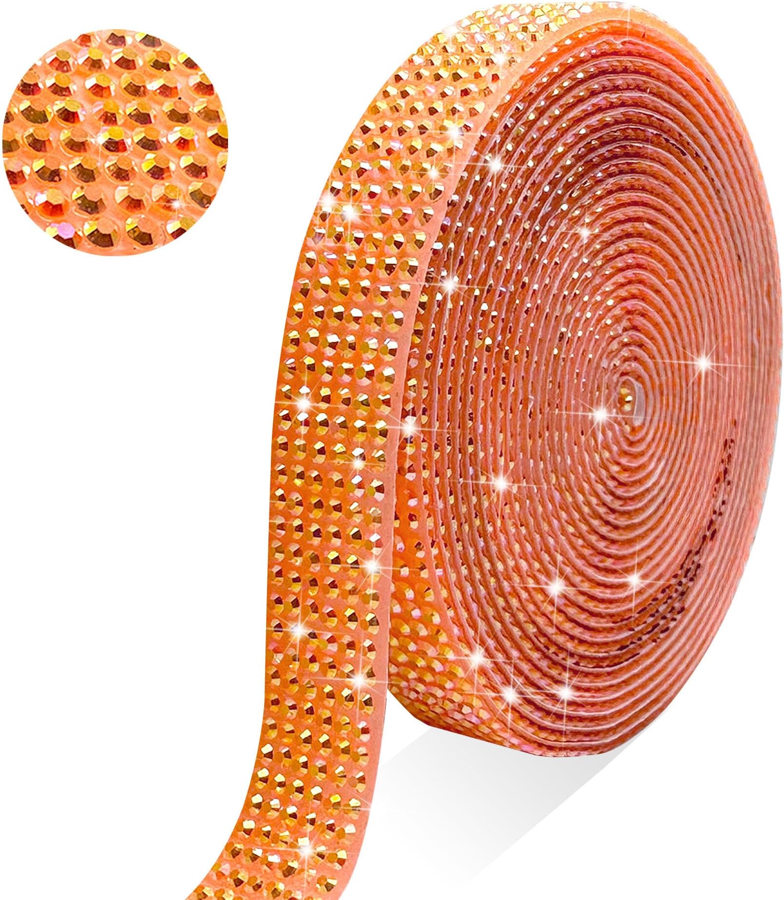 Amazon.com: Nubarssy Self Adhesive Orange Color Resin Rhinestone Strips ...