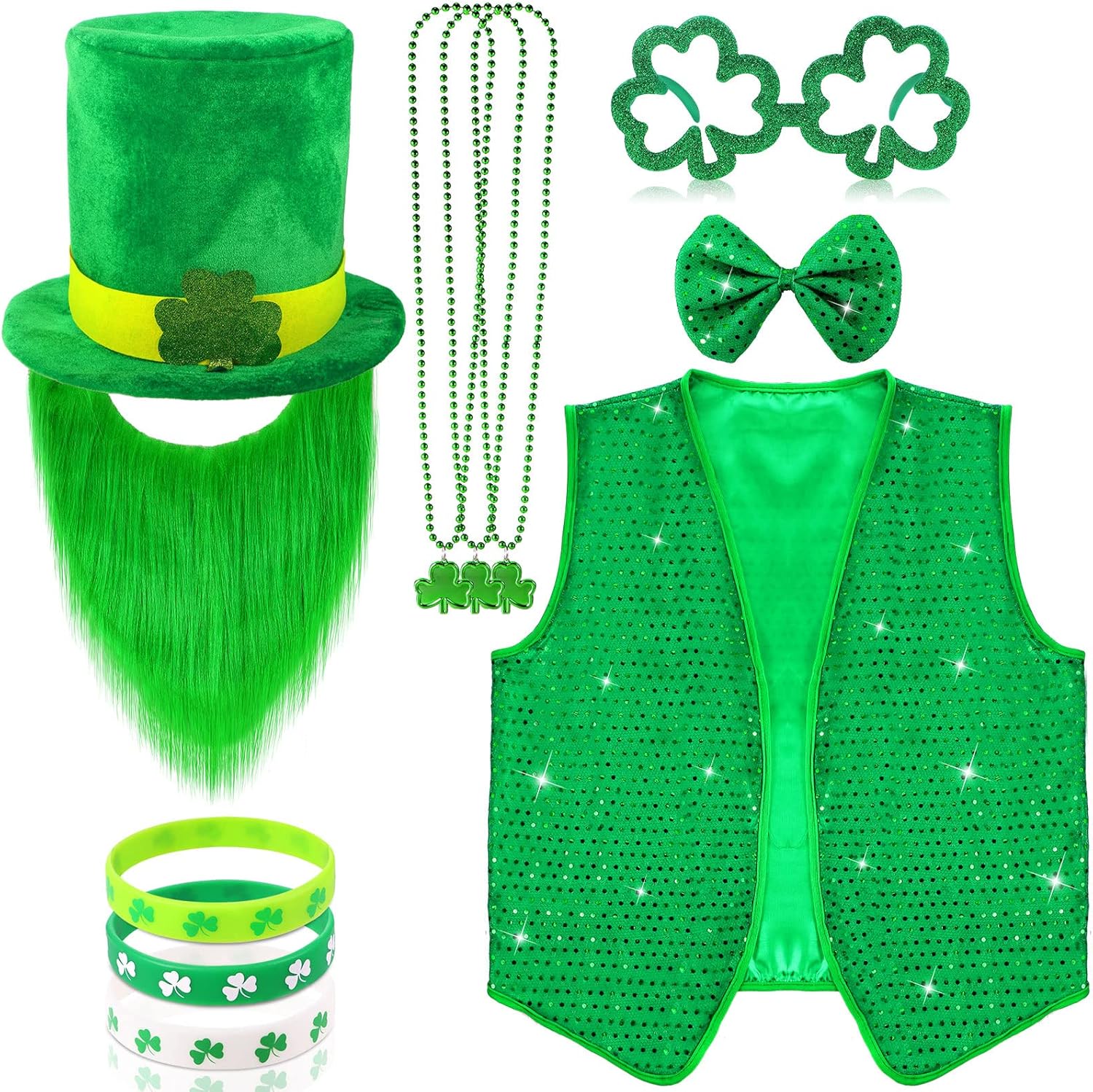 Amazon.com: Laumoi 10 Pcs St Patricks Day Costume Shamrock Leprechaun ...