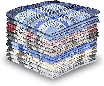 ZGZUN 12 Pack Men's Handkerchiefs Cotton Handkerchief for Men Classic Assorted 16 Inch Large ...