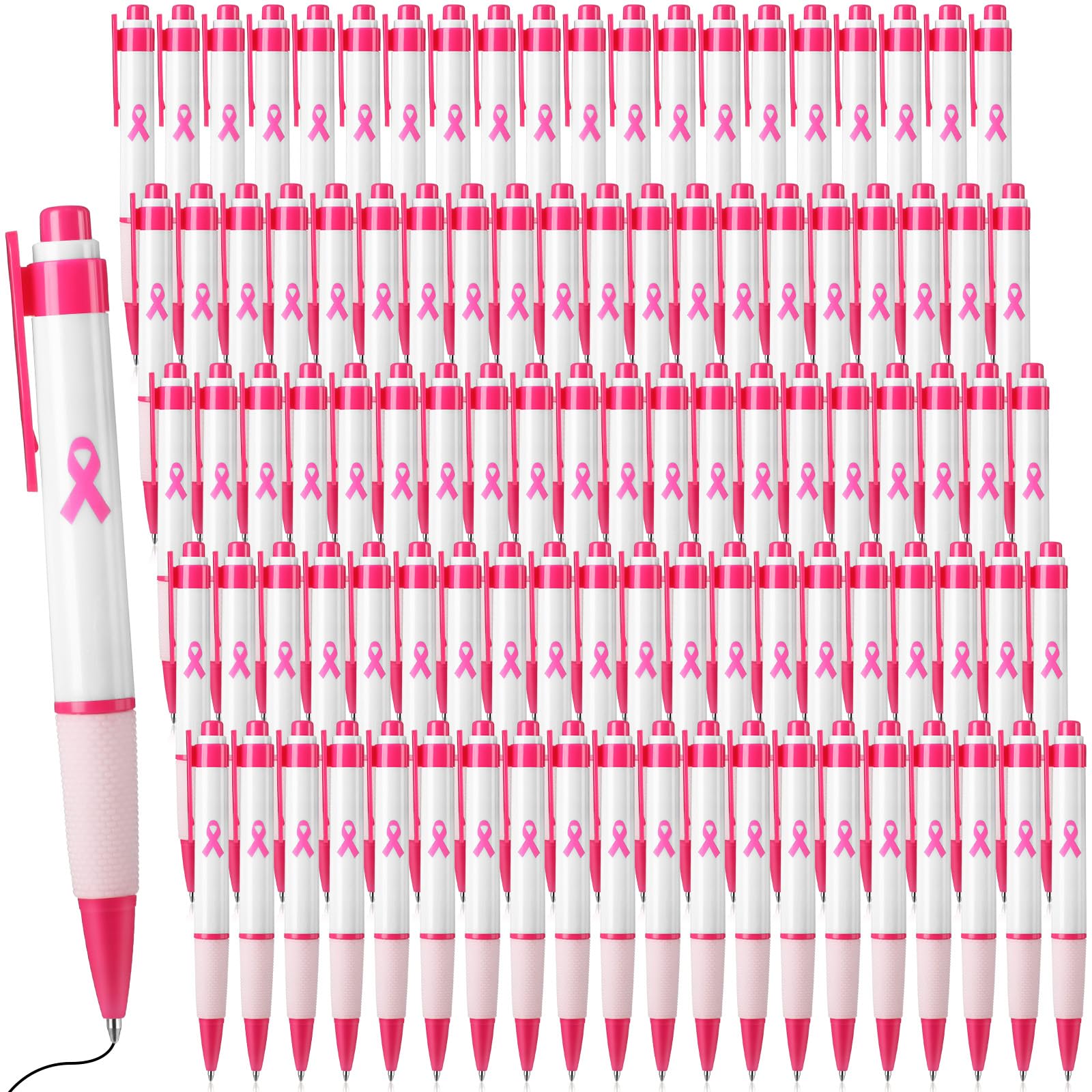 Amazon.com : Yeaqee 100 Pcs Breast Cancer Awareness Pens Bulk Pink ...