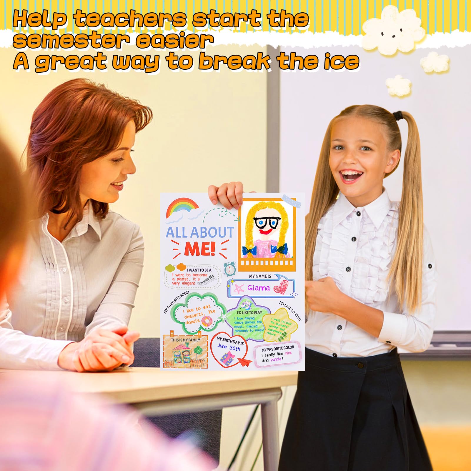 Snapklik.com : 24pcs Large All About Me Posters - Colorful Rainbow ...