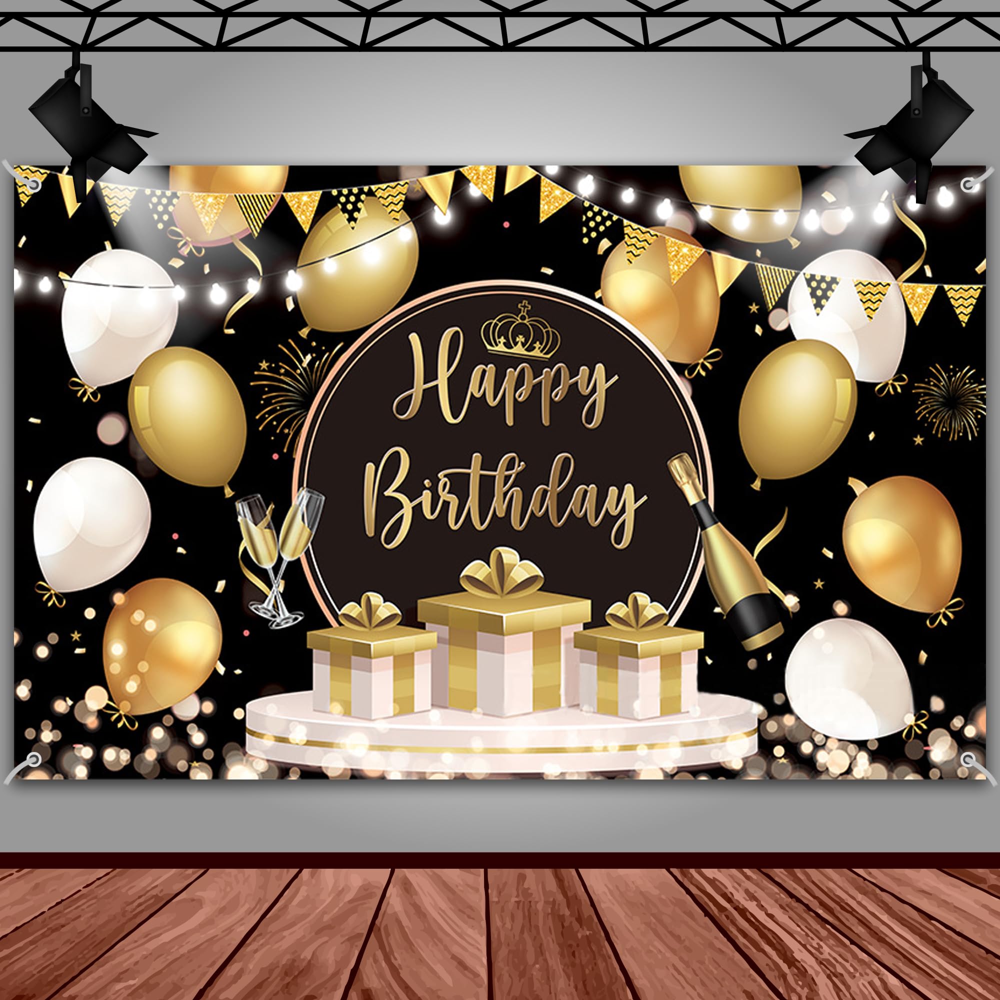 Amazon.com: Happy Birthday Banner Glitter Balloon Bunting Gift Sign ...