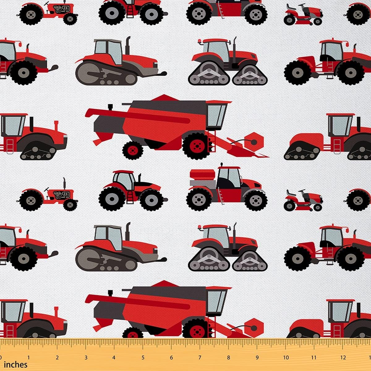 Amazon.com: Red Tractor Fabric by The Yard Heavy Equipment Truck ...