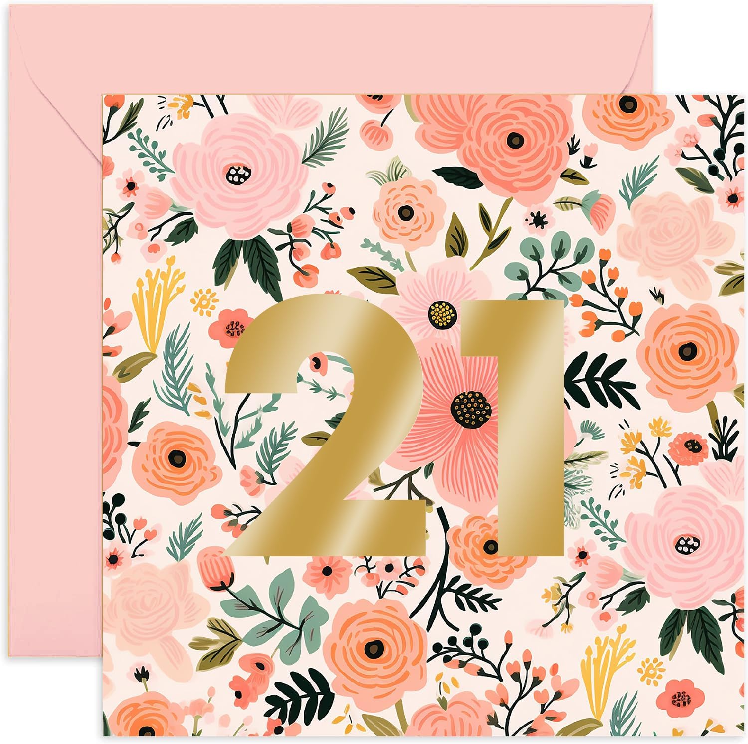 Amazon.com : Old English Co. 21st Birthday Card For Women - Flowers ...