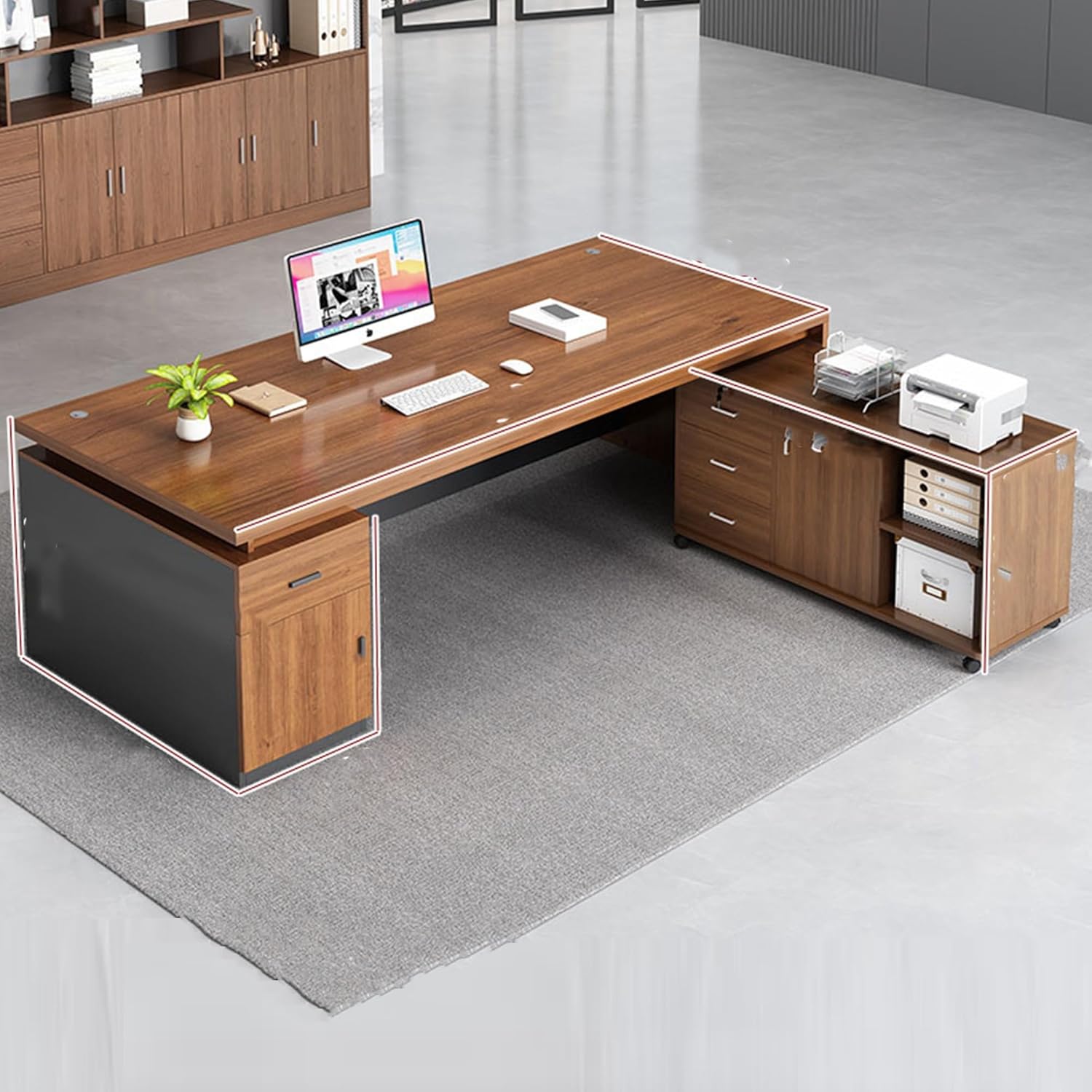 Amazon.com: FUKEFUZ Large Home Office Desks with Storage and Drawers ...