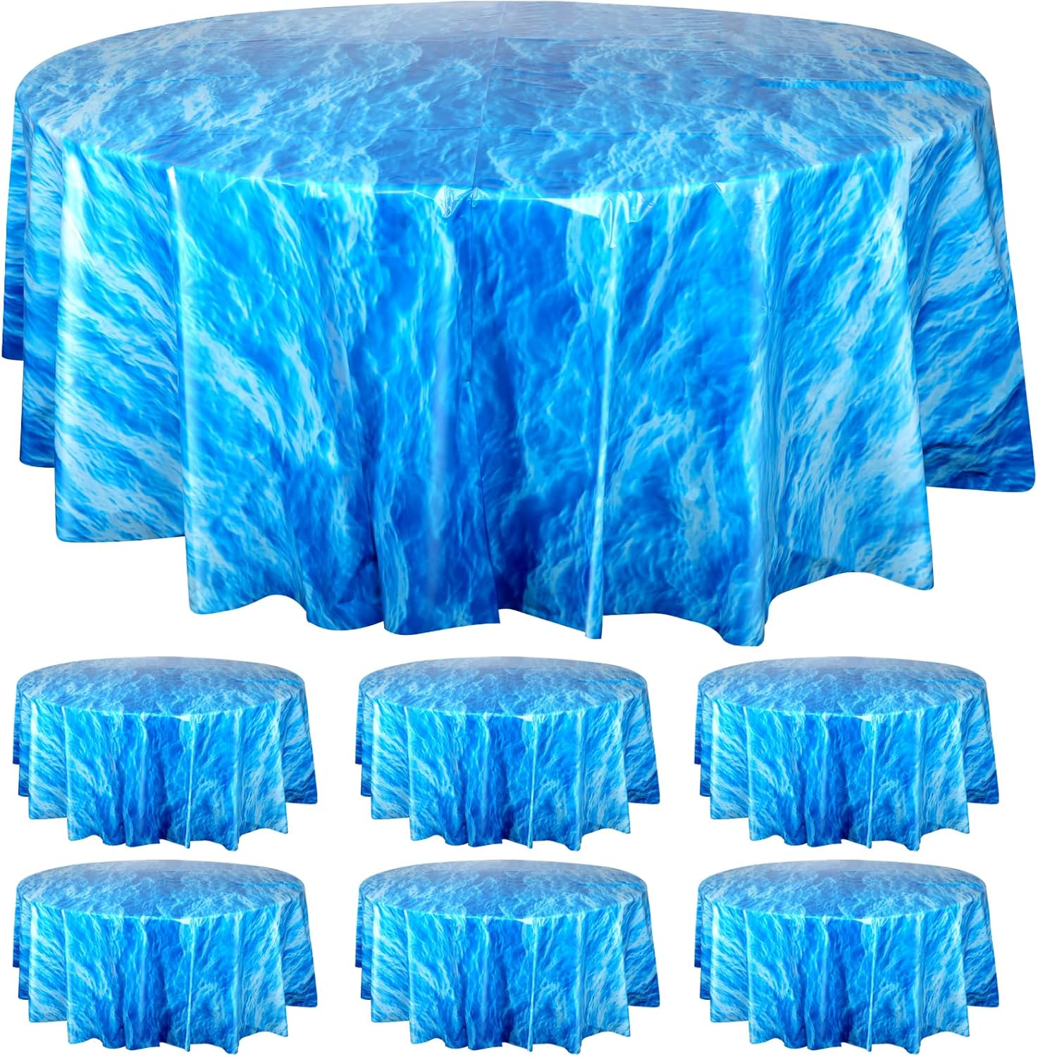 Amazon.com: Hallswl 6 Pcs Round Ocean Waves Tablecloths Disposable ...