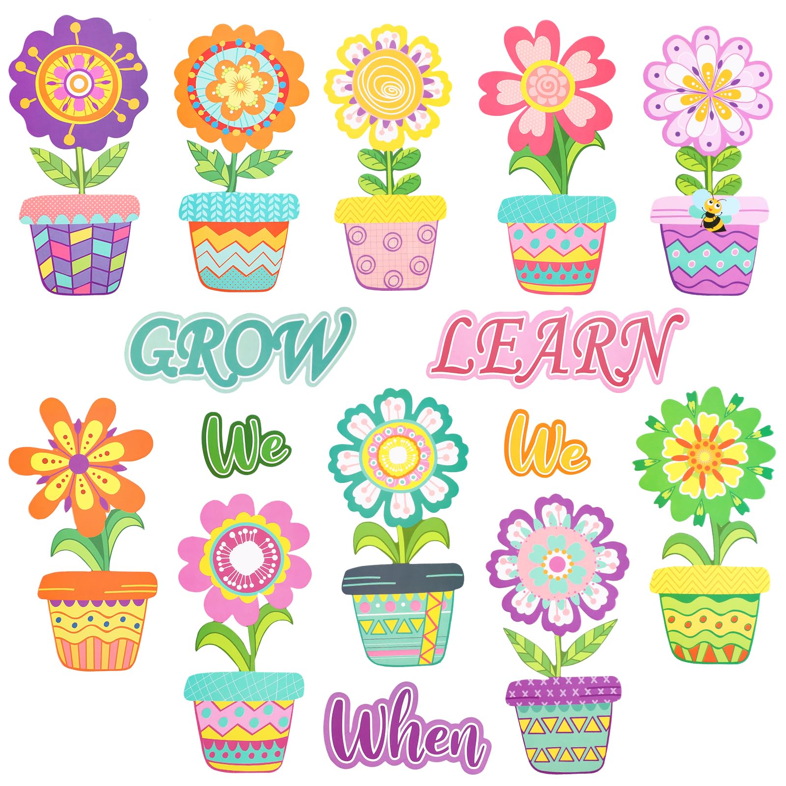 Snapklik.com : YUSUOA 45 Pcs Flower Cutouts Flower And Pot Shape Spring ...