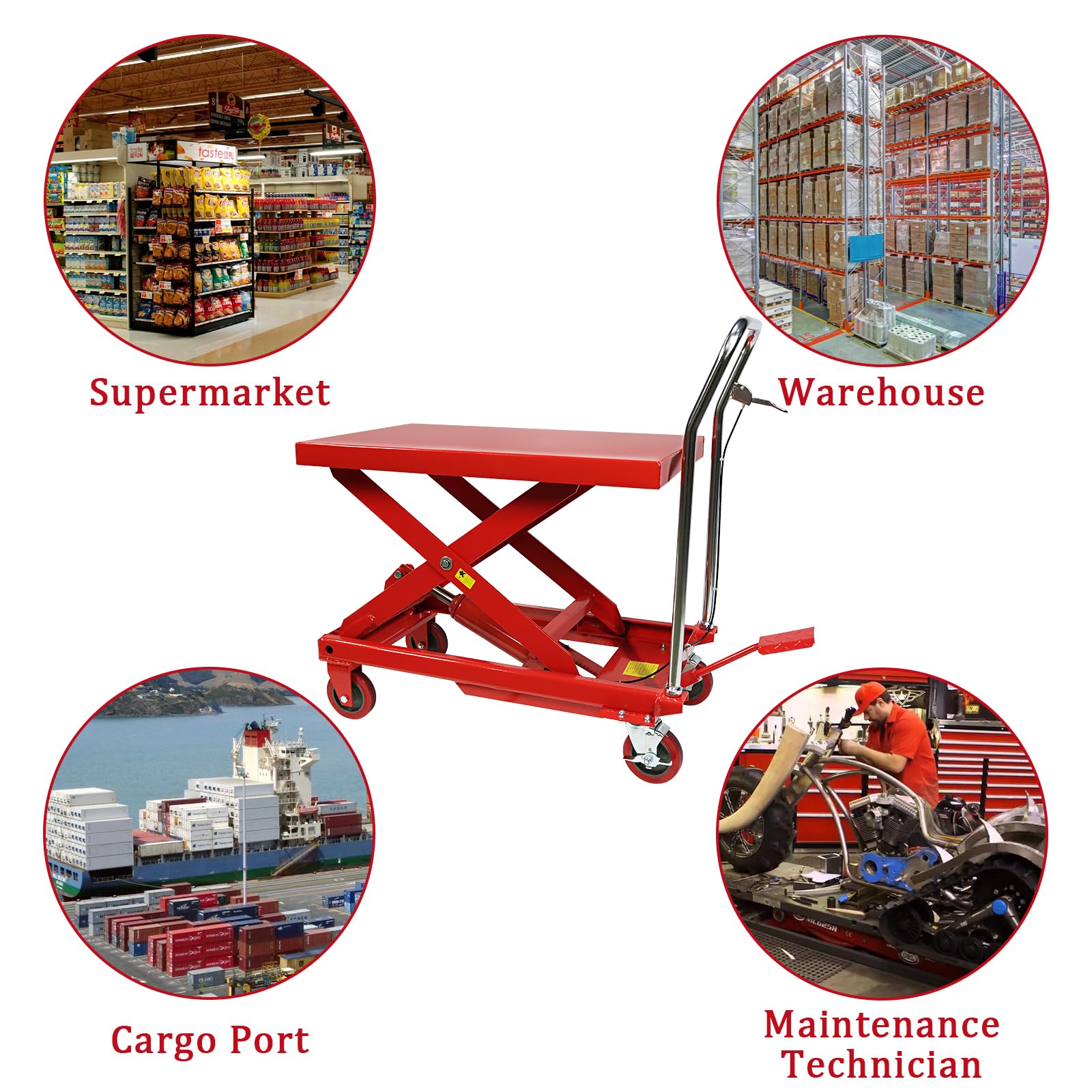 Snapklik.com : Hydraulic Lift Table Cart 660 LBS Capacity Lift Table