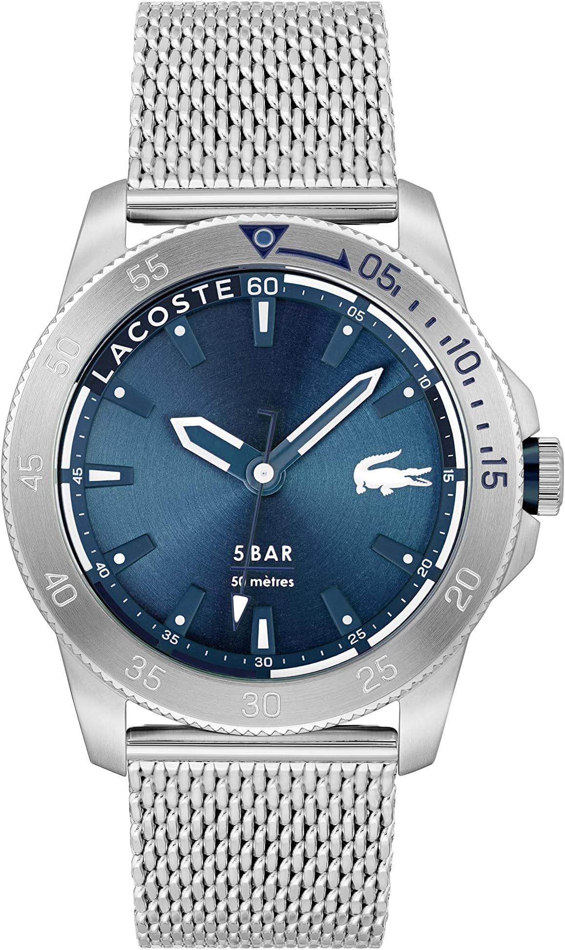 Lacoste Analogue Quartz Watch for men with Silver Stainless Steel mesh ...