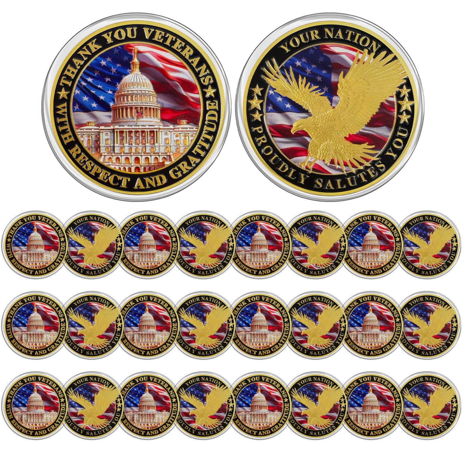 Amazon.com: CHURYUML 24Pcs Military Challenge Coins Set Thank You ...