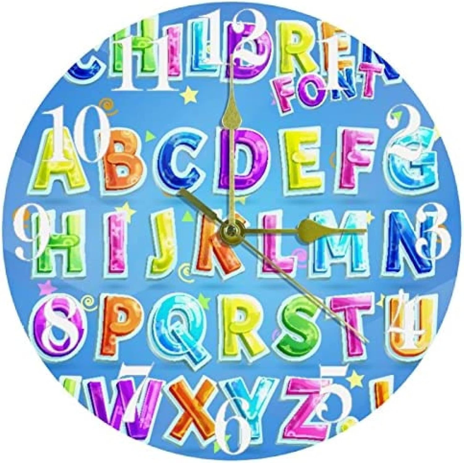 Amazon.com: Wall Clock Colorful Alphabet Pattern Wall Clock, 10 Inch ...