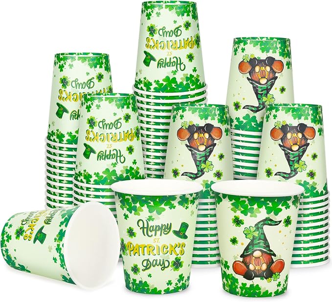 Amazon.com: JarThenaAMCS 50Pcs Happy St Patrick's Day Paper Cups 9oz ...
