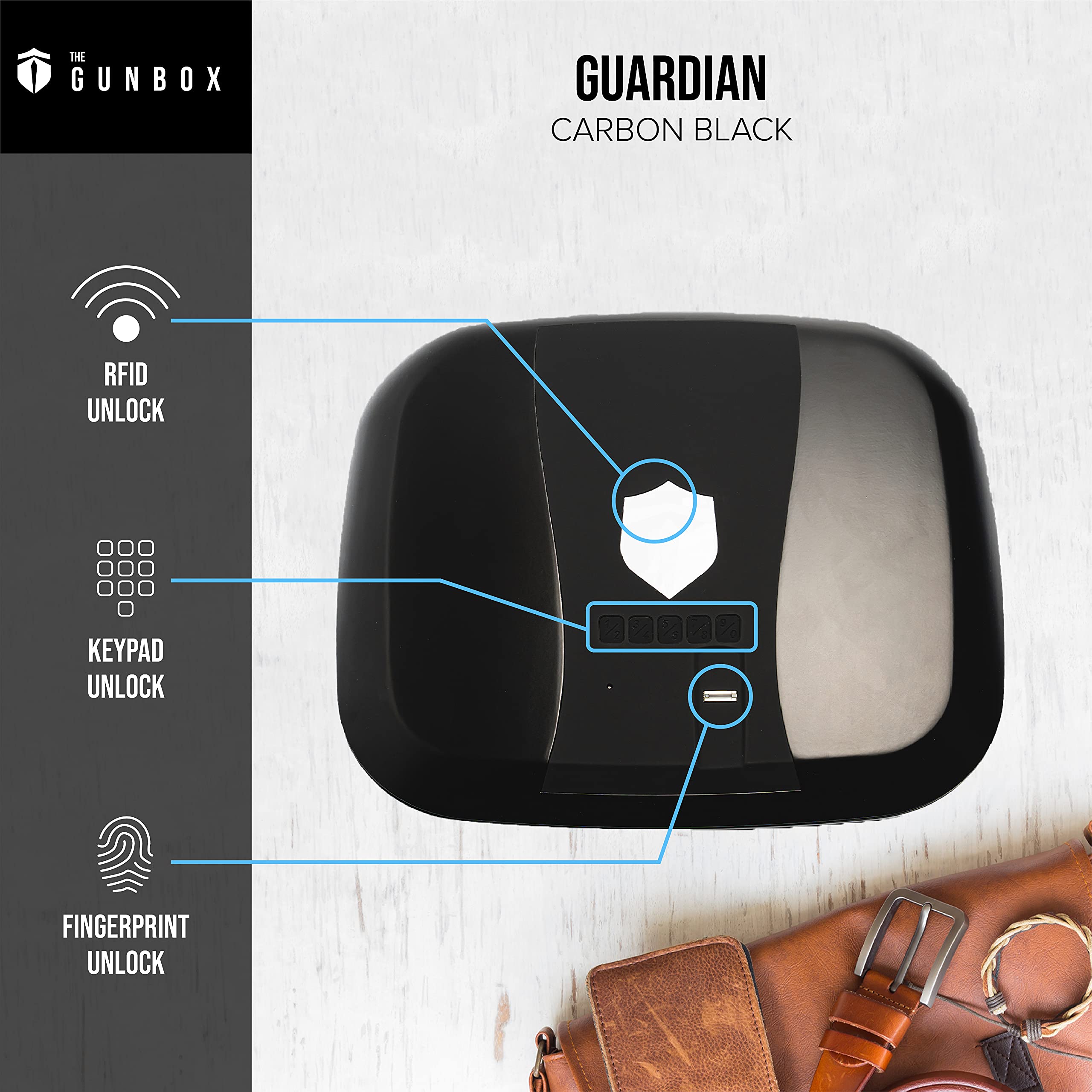 Buy The GunBox Guardian Gun Safe - Black Portable Safe with Biometric ...