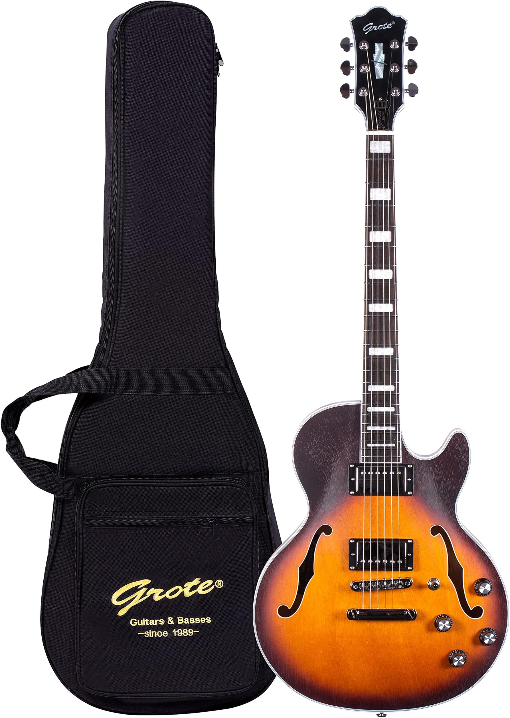 Amazon.com: GROTE Jazz Electric Guitar Hollow Body Chrome Hardware P90 ...