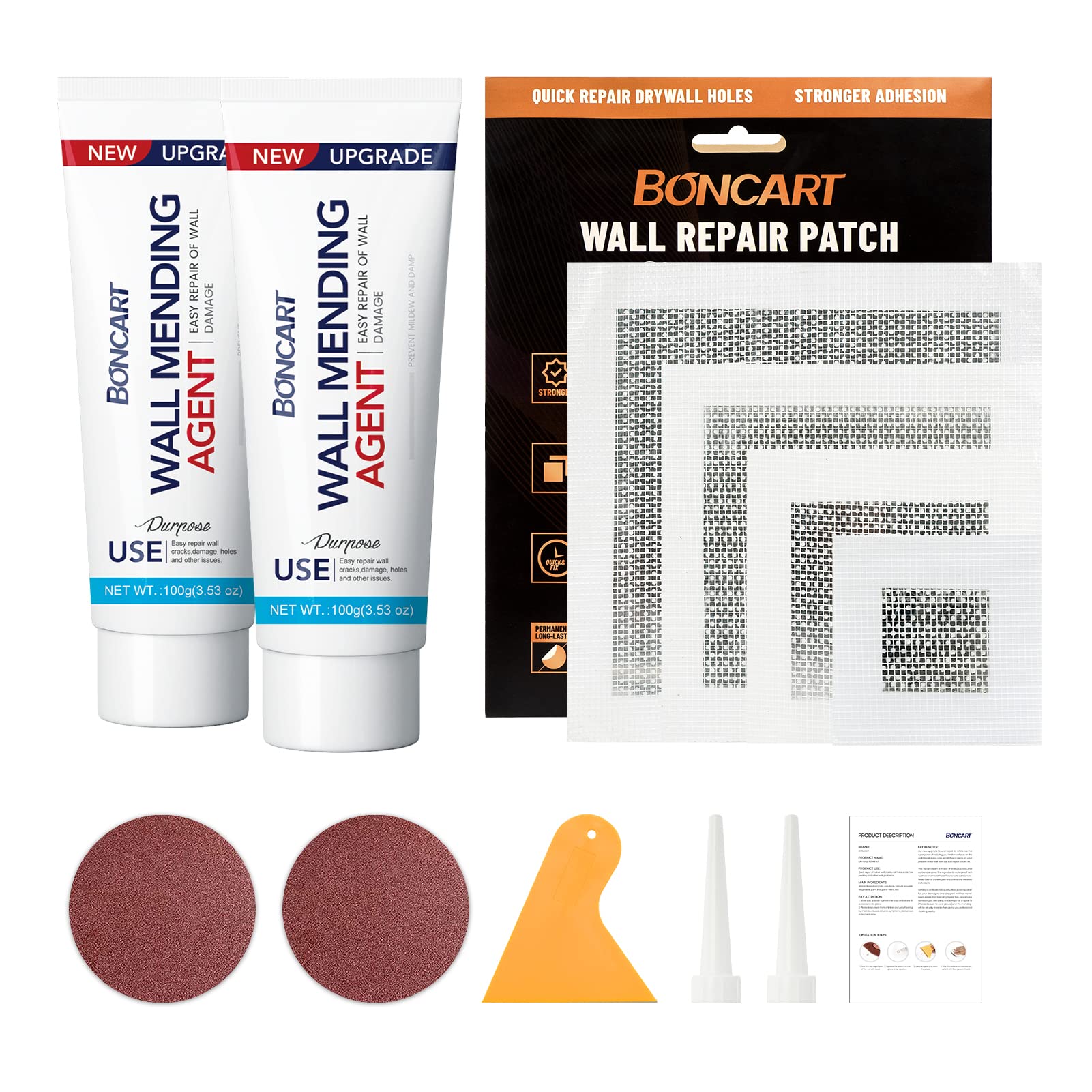 BONCART Set of 18 Spackle Wall Repair Kit, Drywall Repair Patch Kit ...