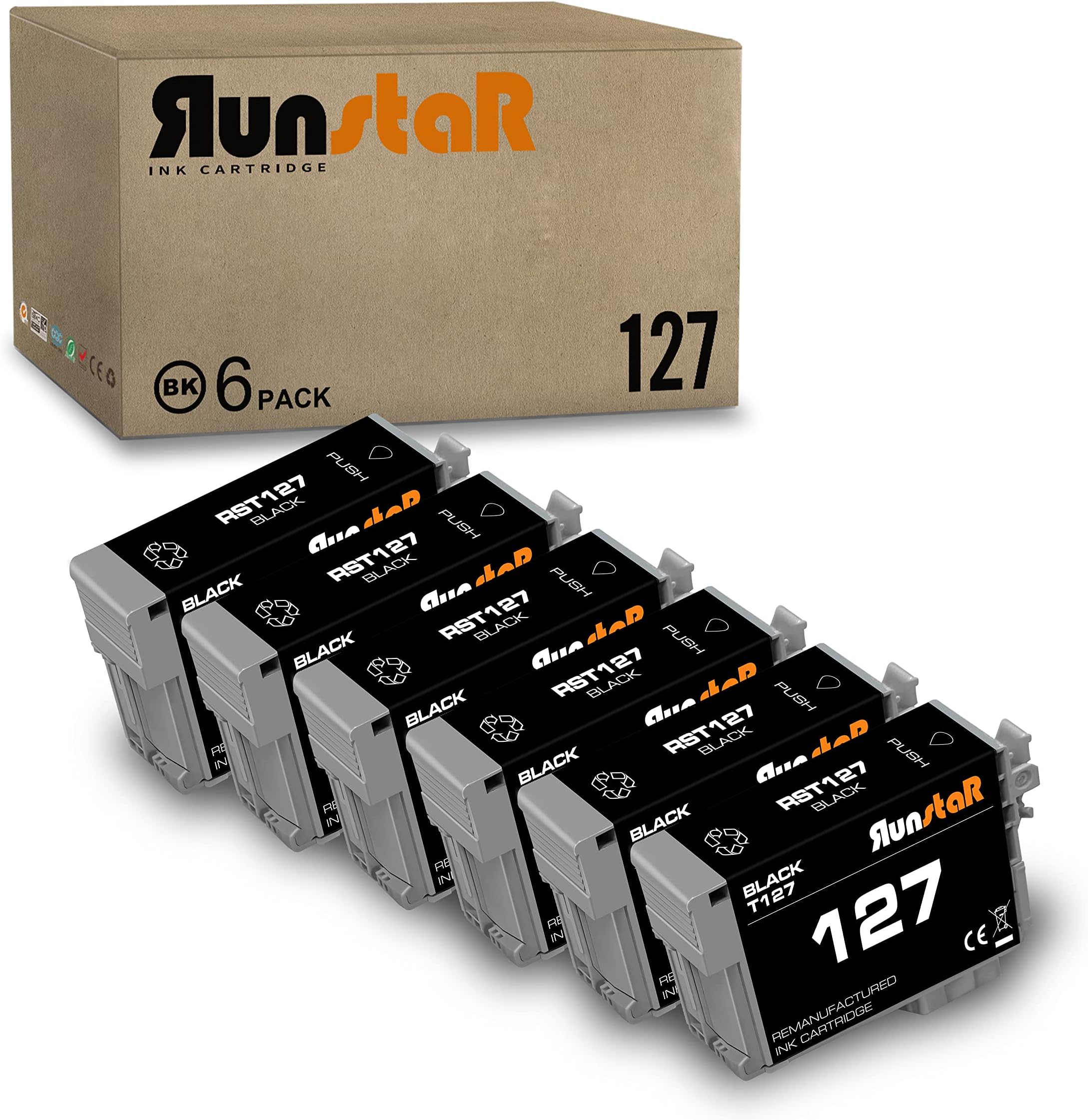 Amazon.com: Run Star 4 Black 127 Remanufactured Ink Cartridge ...