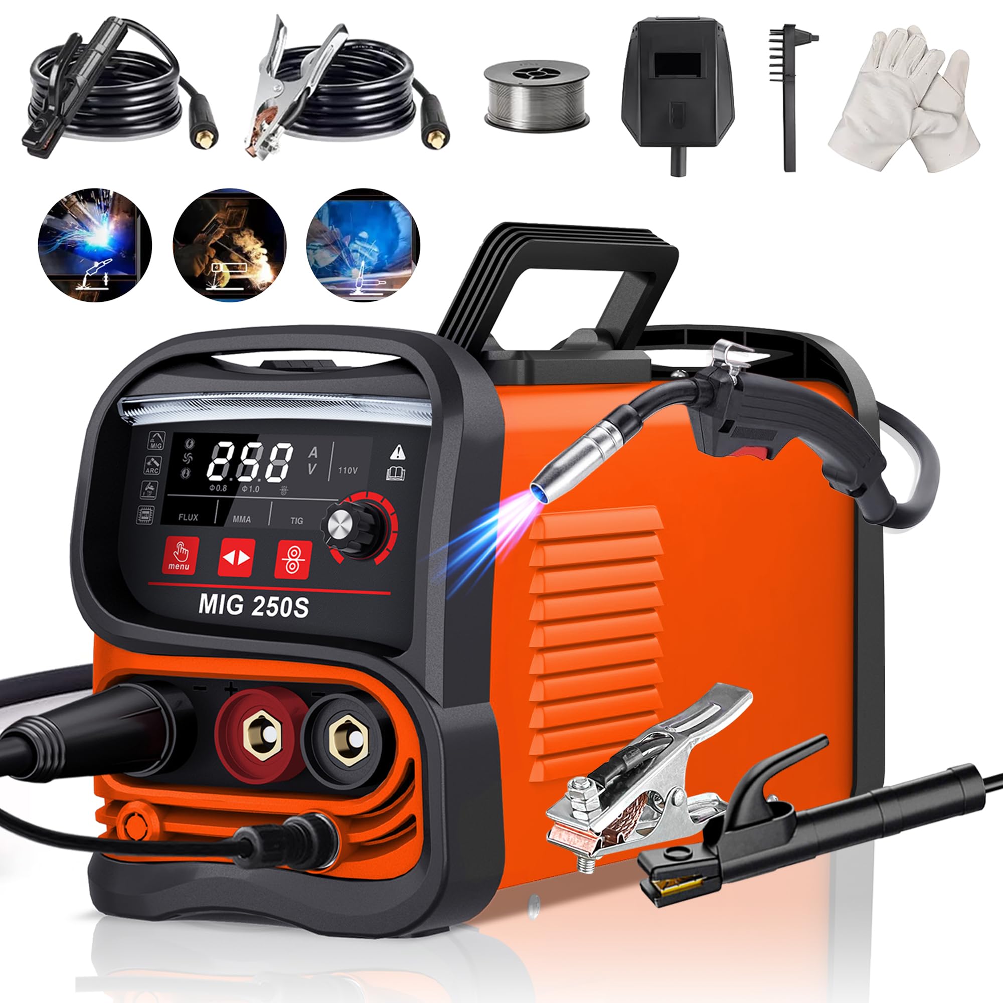 Soldadora Inversora Portatil MMA MIG TIG 3 en 1, Maquina de Soldar 250A 110V, Soldador Inversor ...