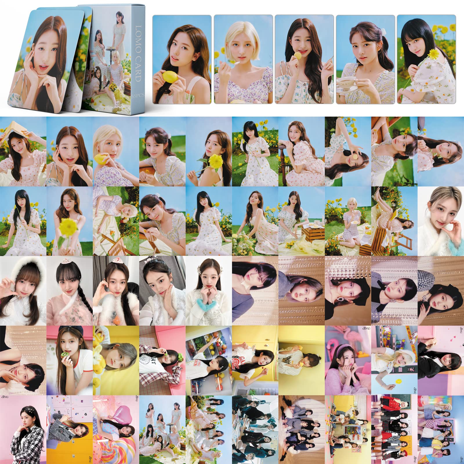 Amazon.com : PYAJUU 55pcs IVE Photo Cards KPOP IVE LOMO Cards KPOP Postcard IVE Merch Gift for ...