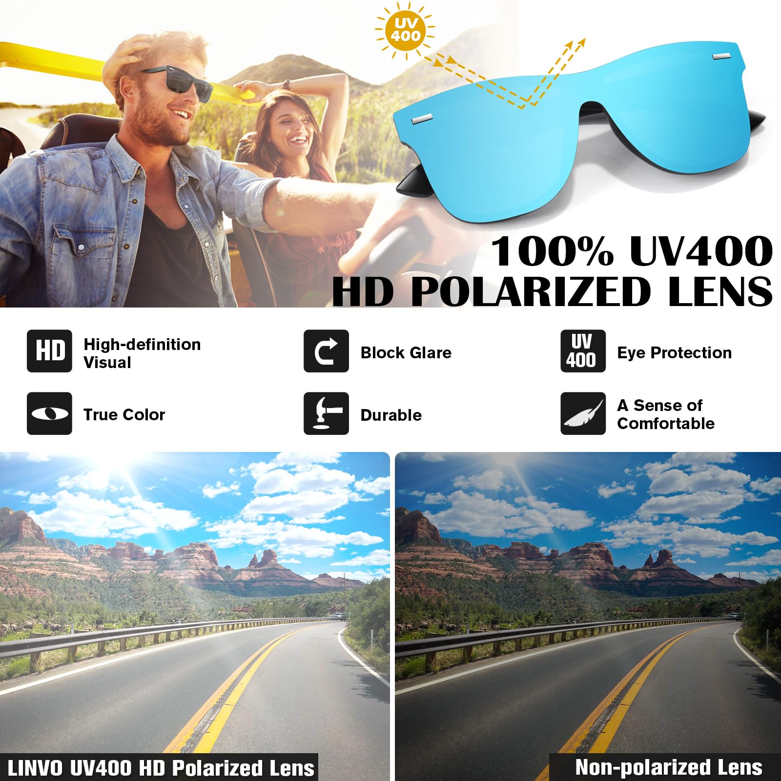 Snapklik.com : LINVO Trendy Polarized Mirrored Sunglasses Men Women