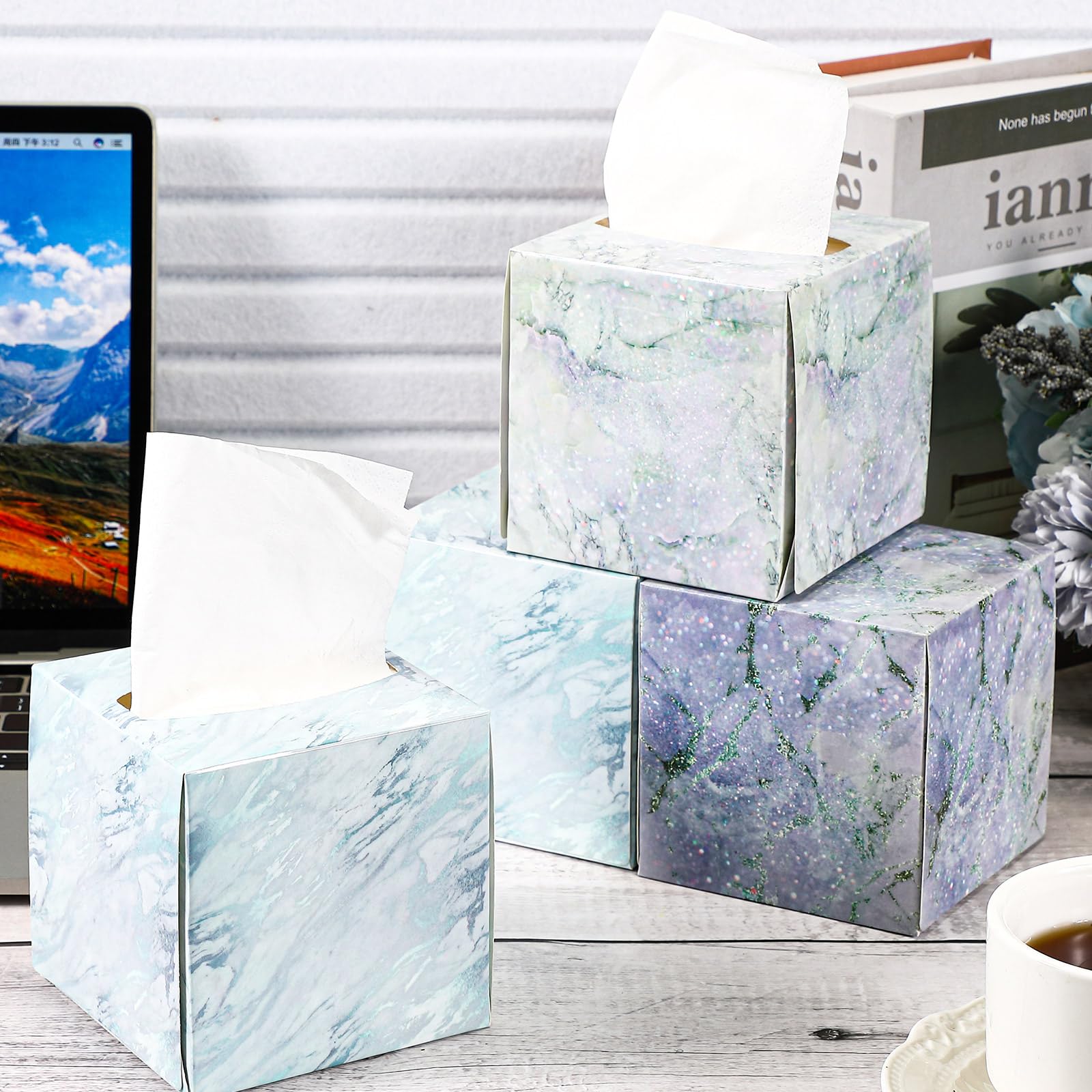 Qilery 24 Packs Facial Tissues Cube Boxes Square Tissue Box with 80 ...