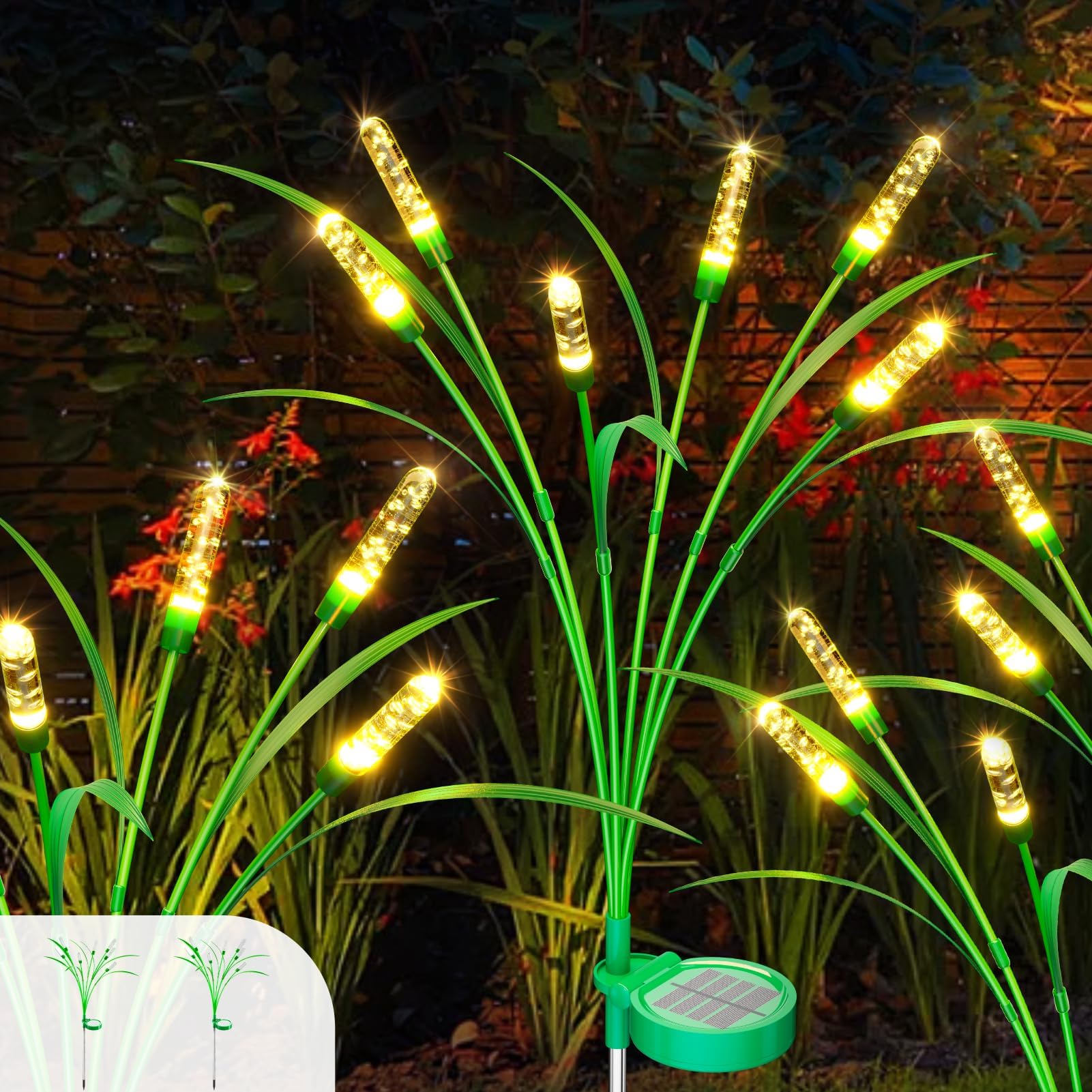 2 Packs Reeds Solar Garden Light, 30 Inch Garden Solar Light with 12 ...