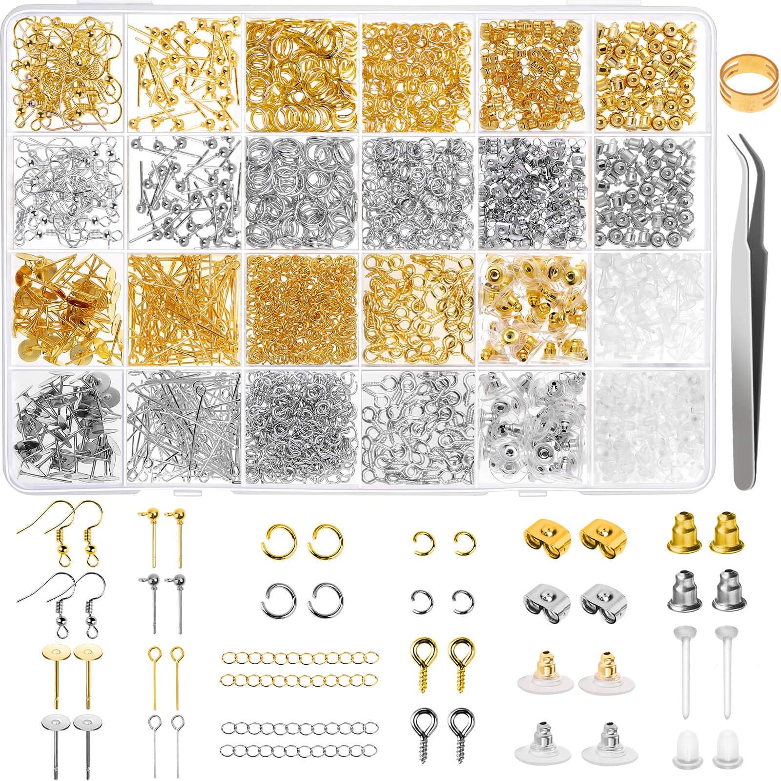 Amazon.com: Paxcoo 2400Pcs Earring Making Supplies Kit with 24 Style ...