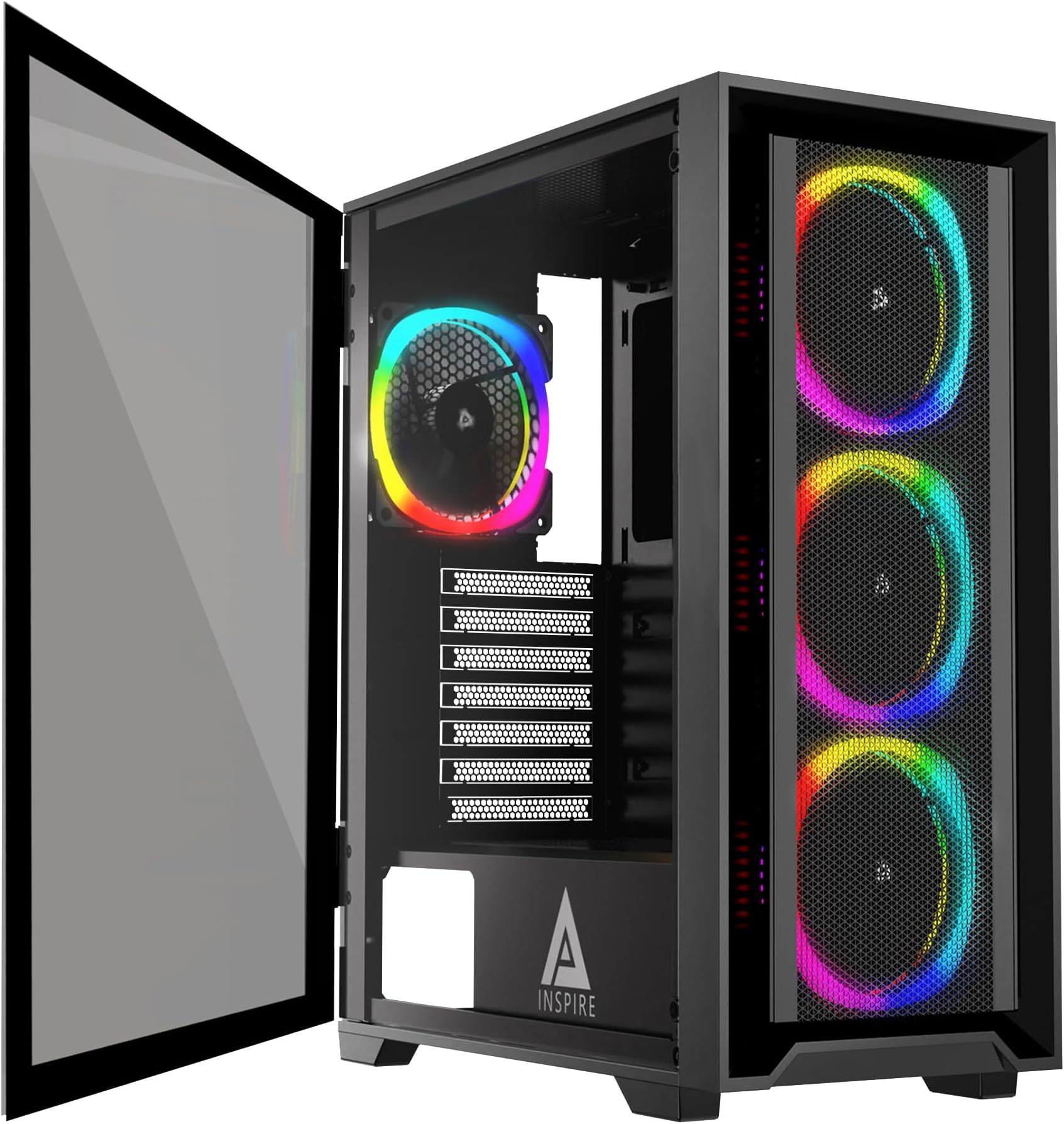 Amazon.com: Apevia Inspire-BK Inspire Mid Tower ATX Gaming PC Case w ...