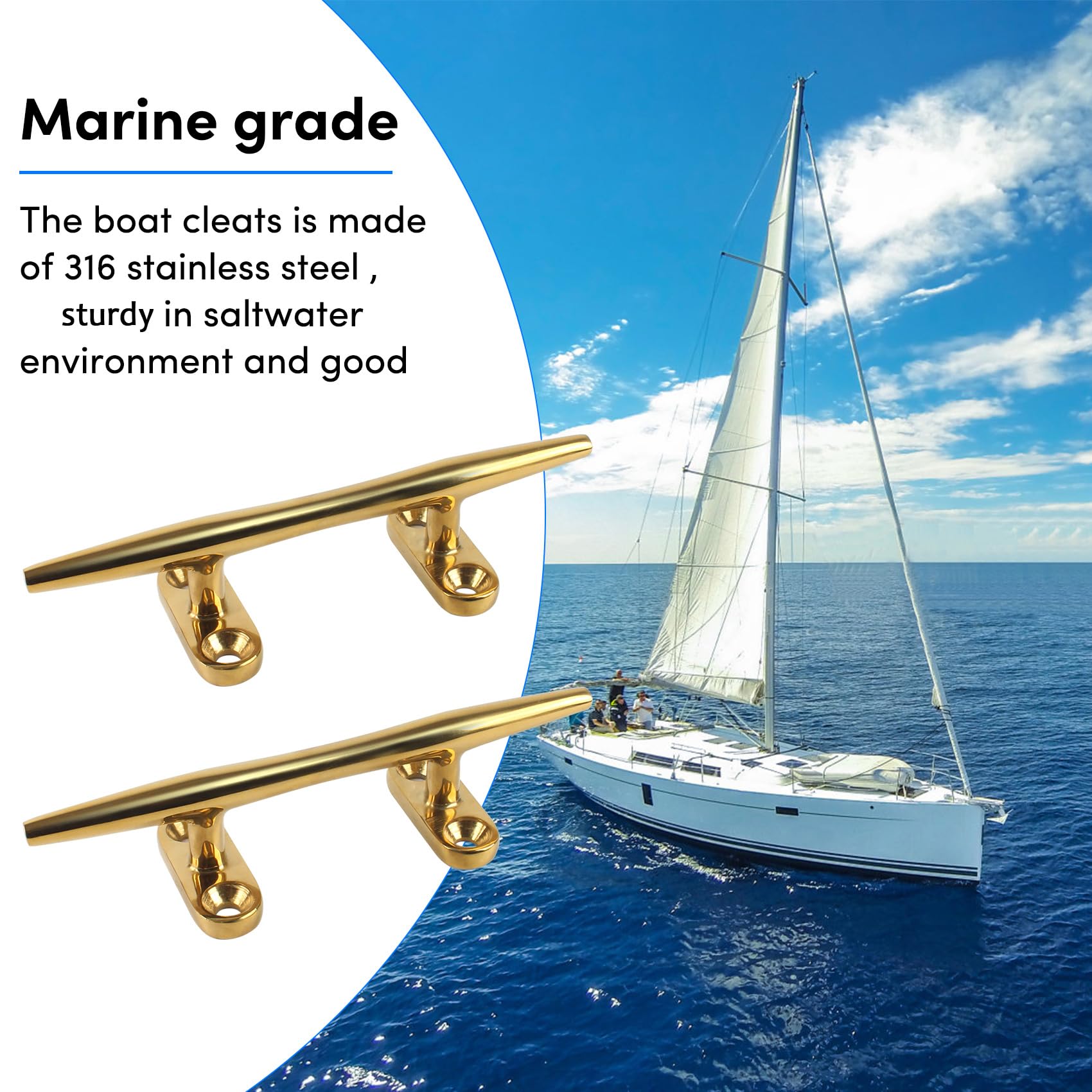 Snapklik.com : Boat Cleat, Brass Color Dock Cleats 5 Inch, 316 ...