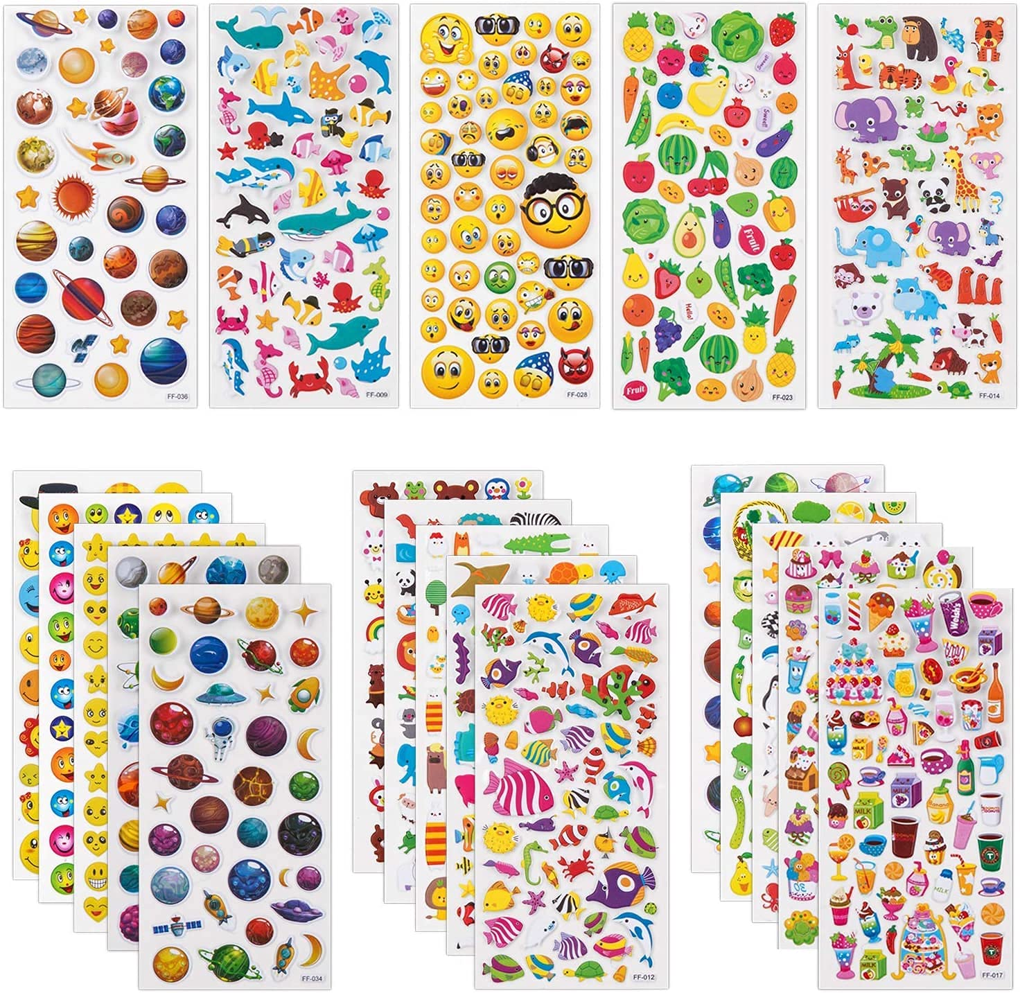 Buy SAVITA 3D Stickers for Kids & Toddlers 20 Sheets 1200+ Puffy ...