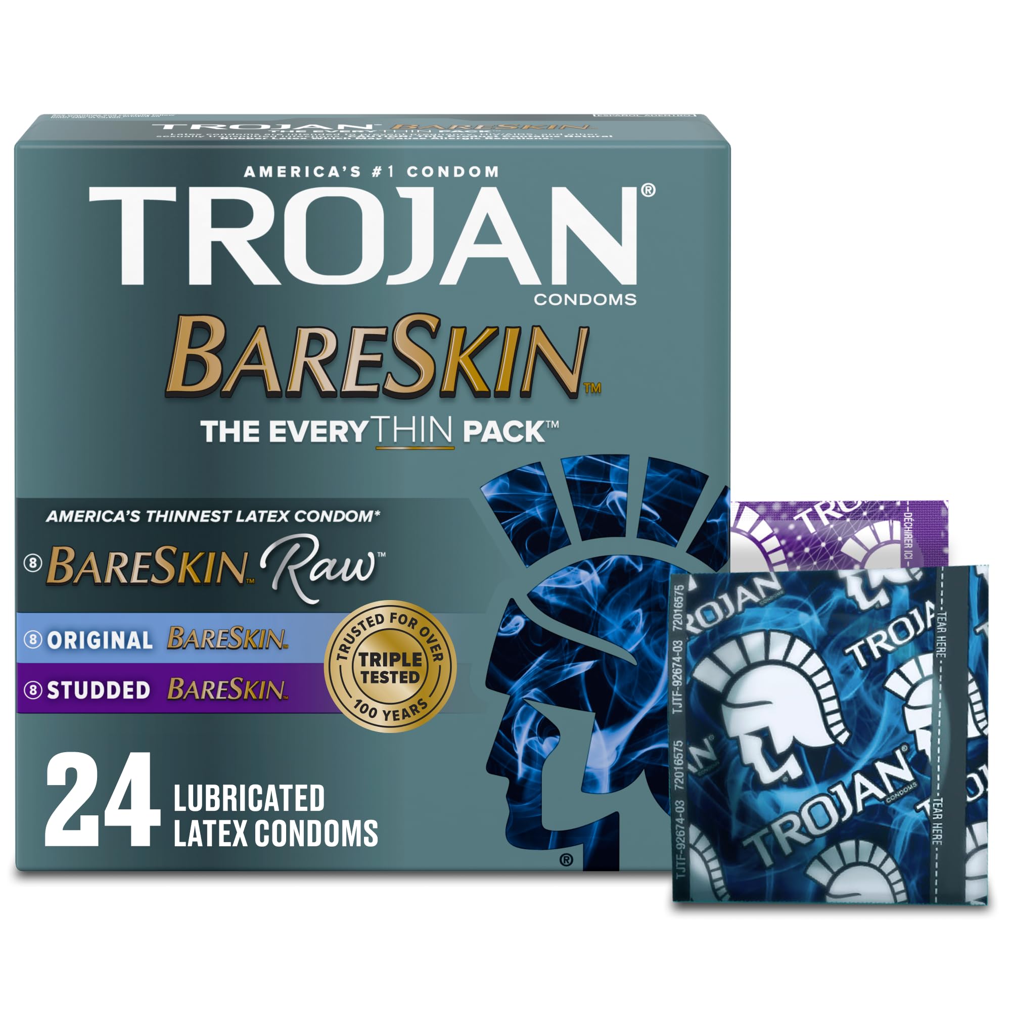 Amazon.com: Trojan Bareskin Variety Pack Every Thin Premium Lubricated ...