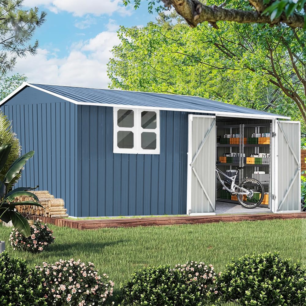 Amazon.com : UBGO Extra Large Sheds 10ftx12ft,Outdoor Storage Sheds with Window,Tiny House,Metal ...