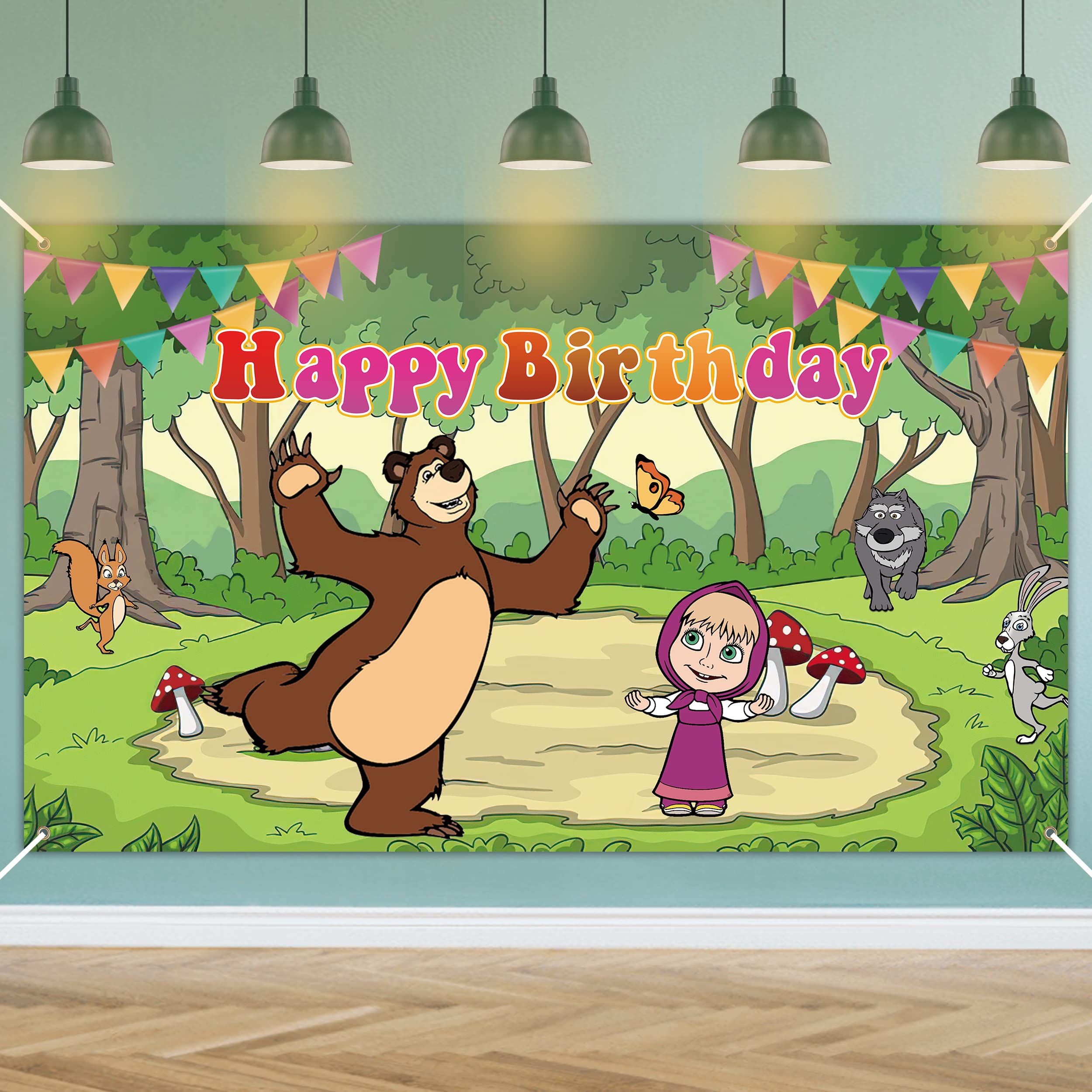 Buy Cute Girl and Bear Backdrop - 5x3ft Girl Backdrop Party Supplies ...