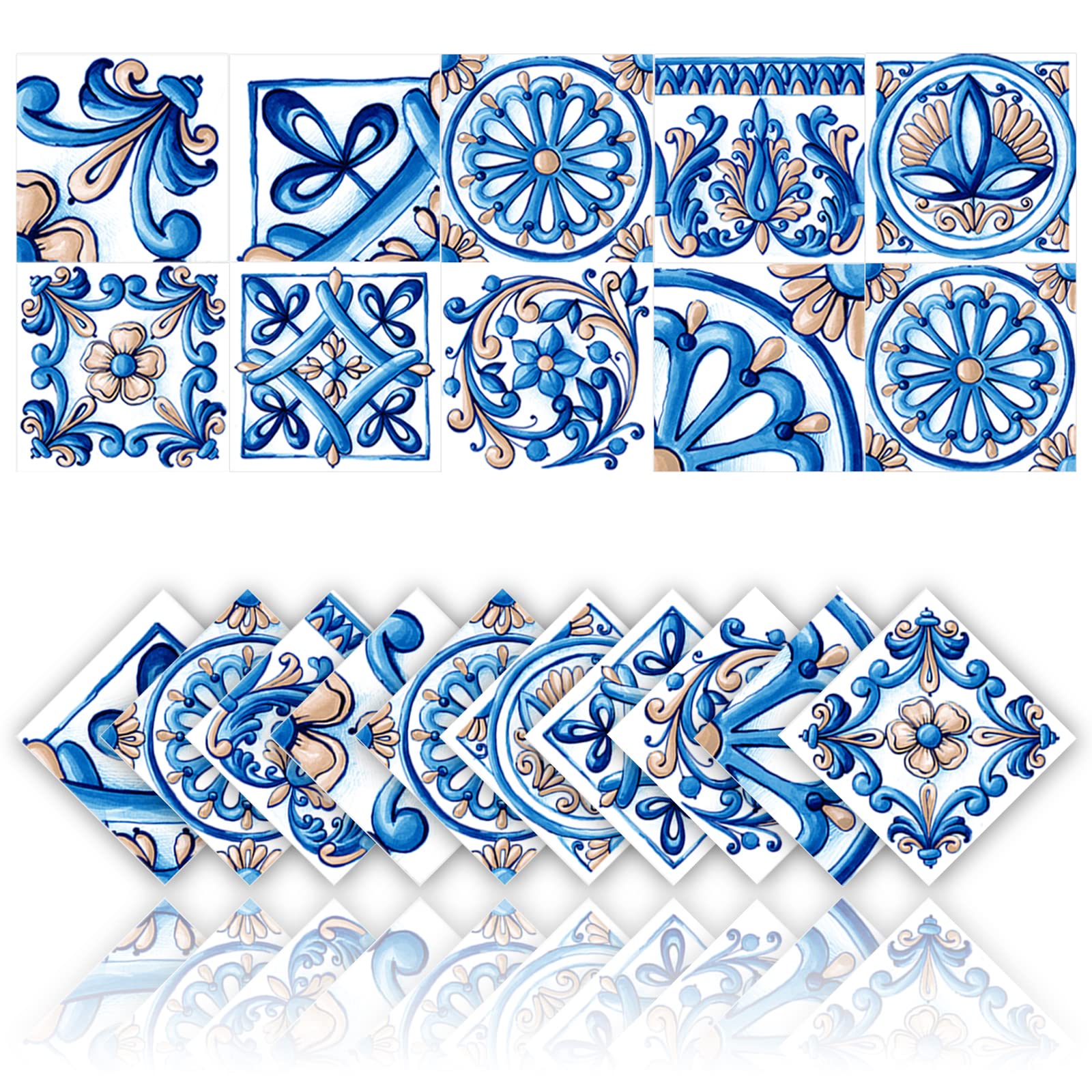 Amazon.com: Tile Stickers Wall Decor Bathroom Kitchen Wall Sticker ...