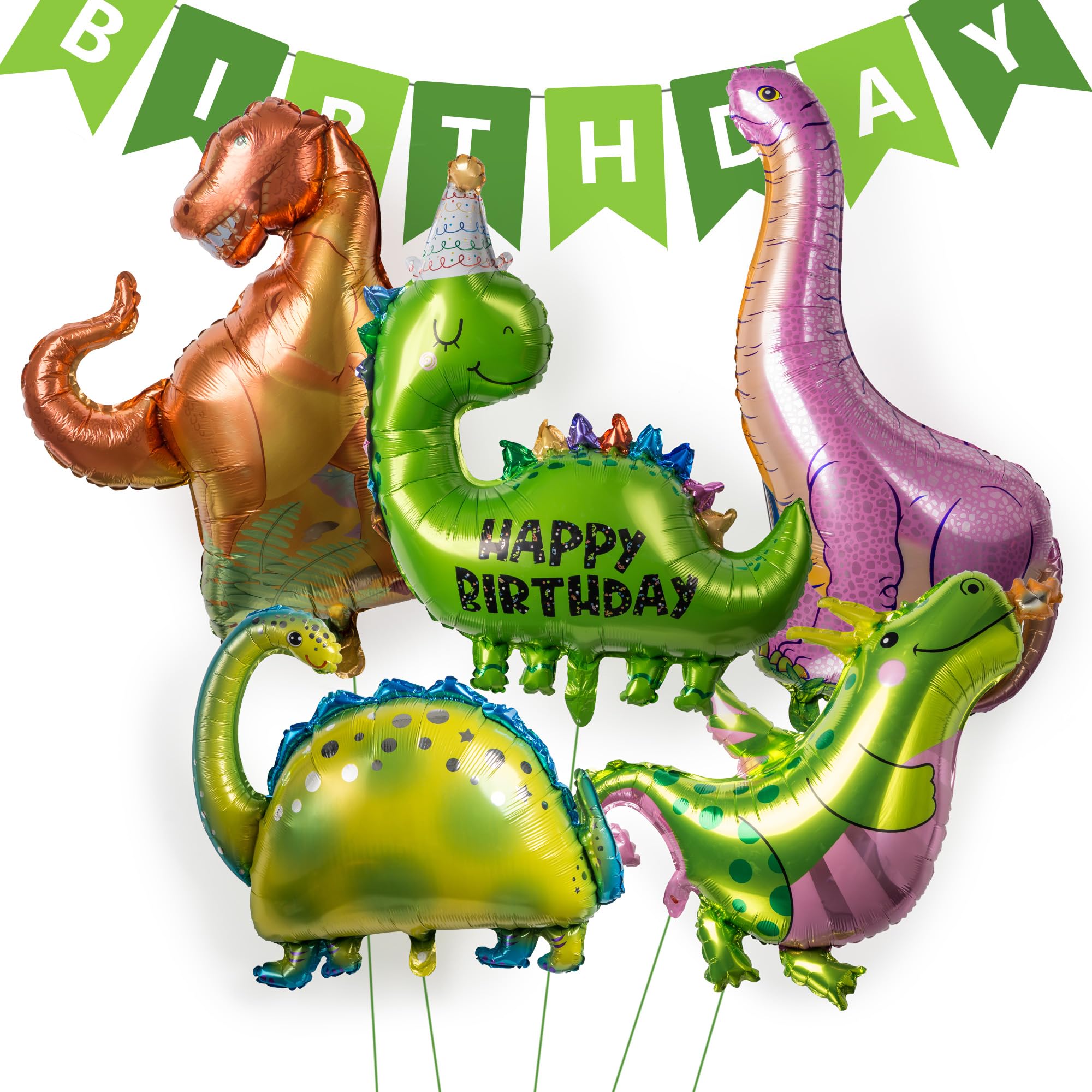 Amazon.com: 6 Pieces Dinosaur Foil Balloon Set (28-50 in) Giant 3D ...