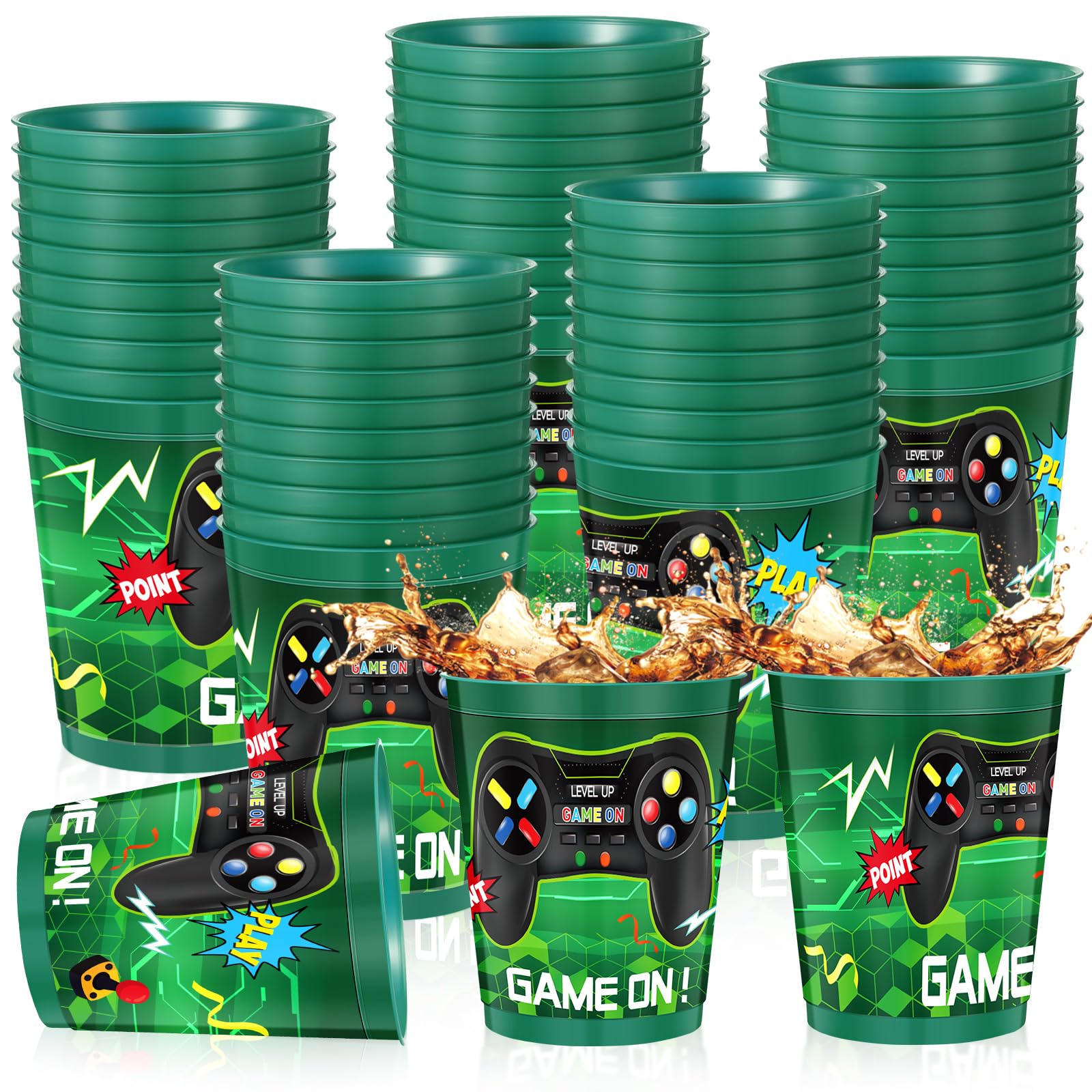Amazon.com: Tanlade 50 Pcs Video Game Theme Cups 16 oz Gaming Cup ...