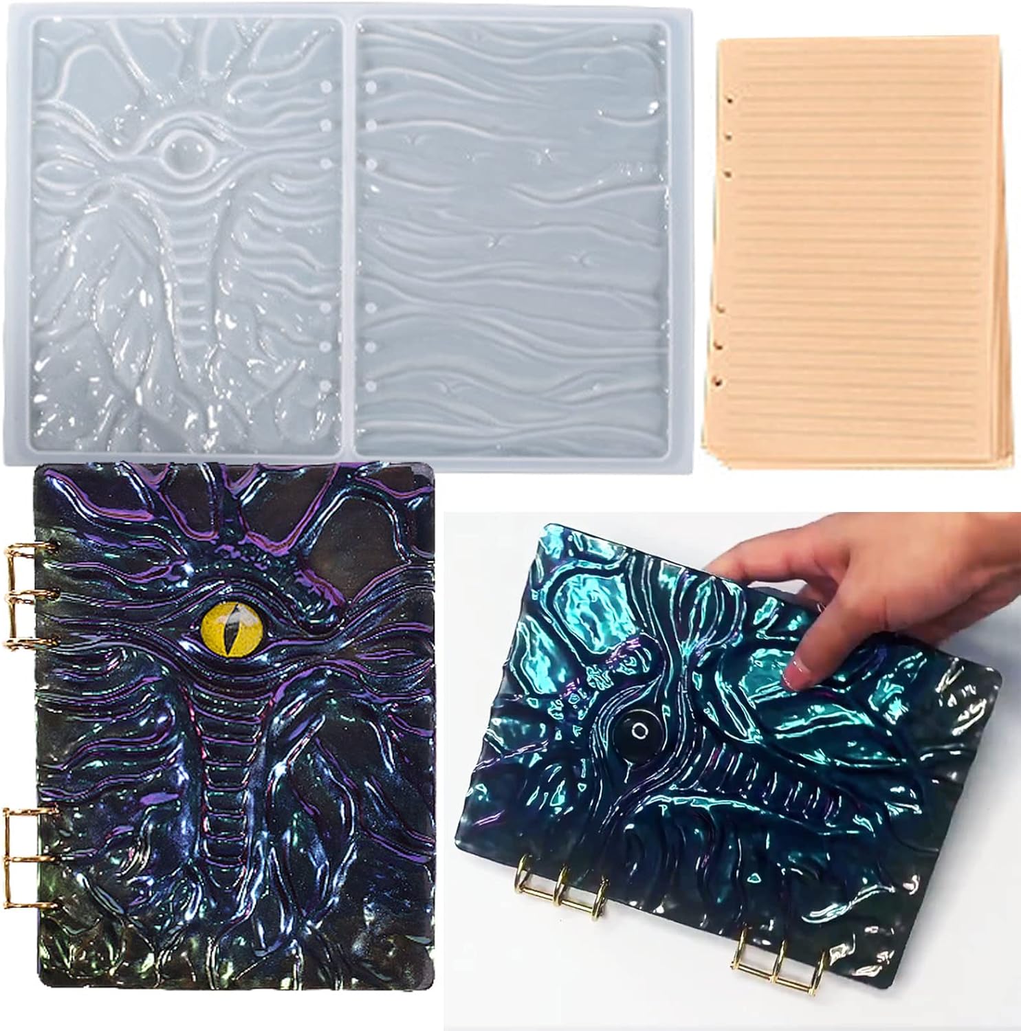 Notebook Cover Silicone Resin Mold Kit for A5 Dragon Eye Shaped Epoxy ...