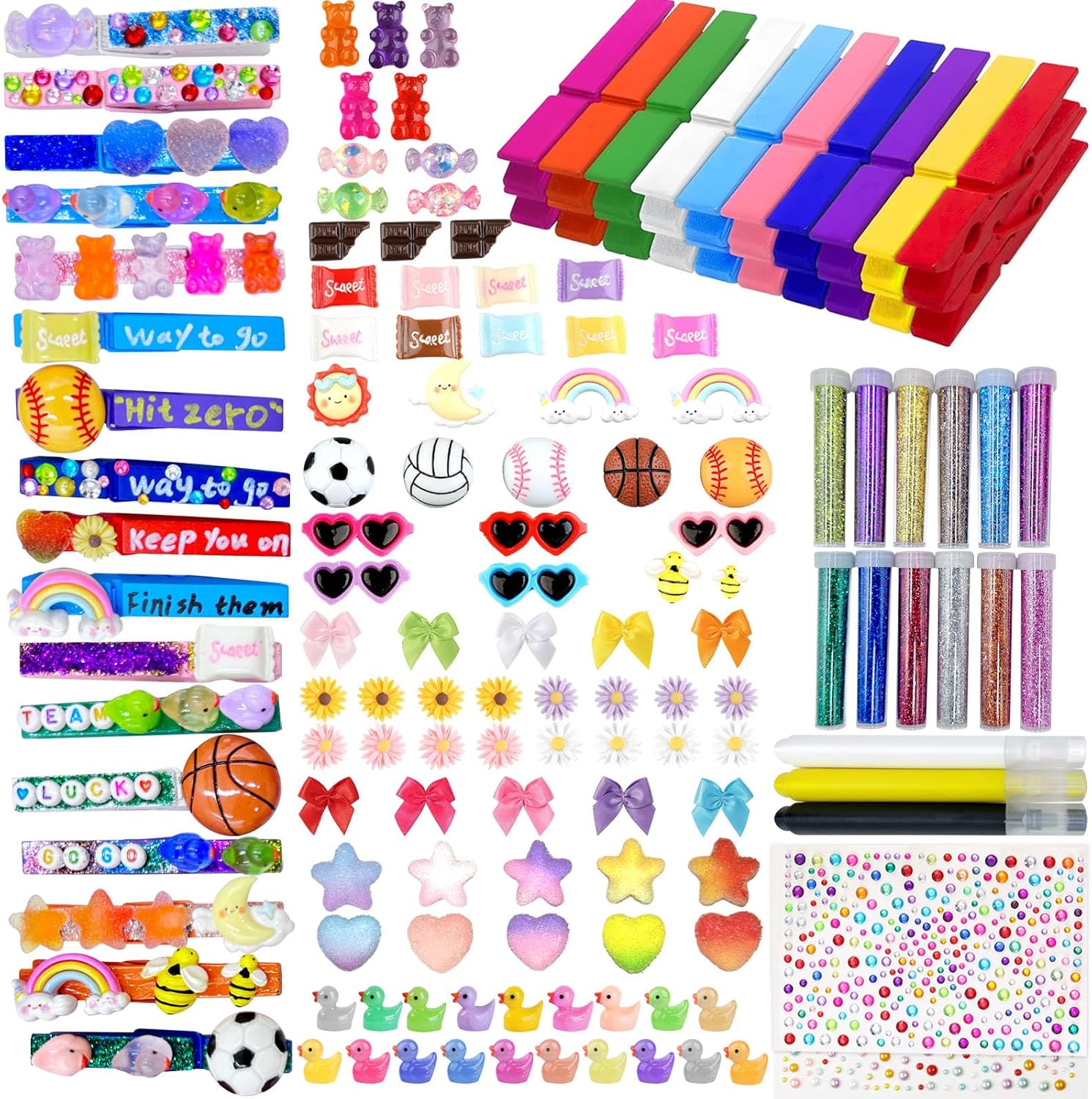 Amazon.com: 50 PC Cheer Pins Spirit Clips Clothes Wooden Cheer Pins for ...