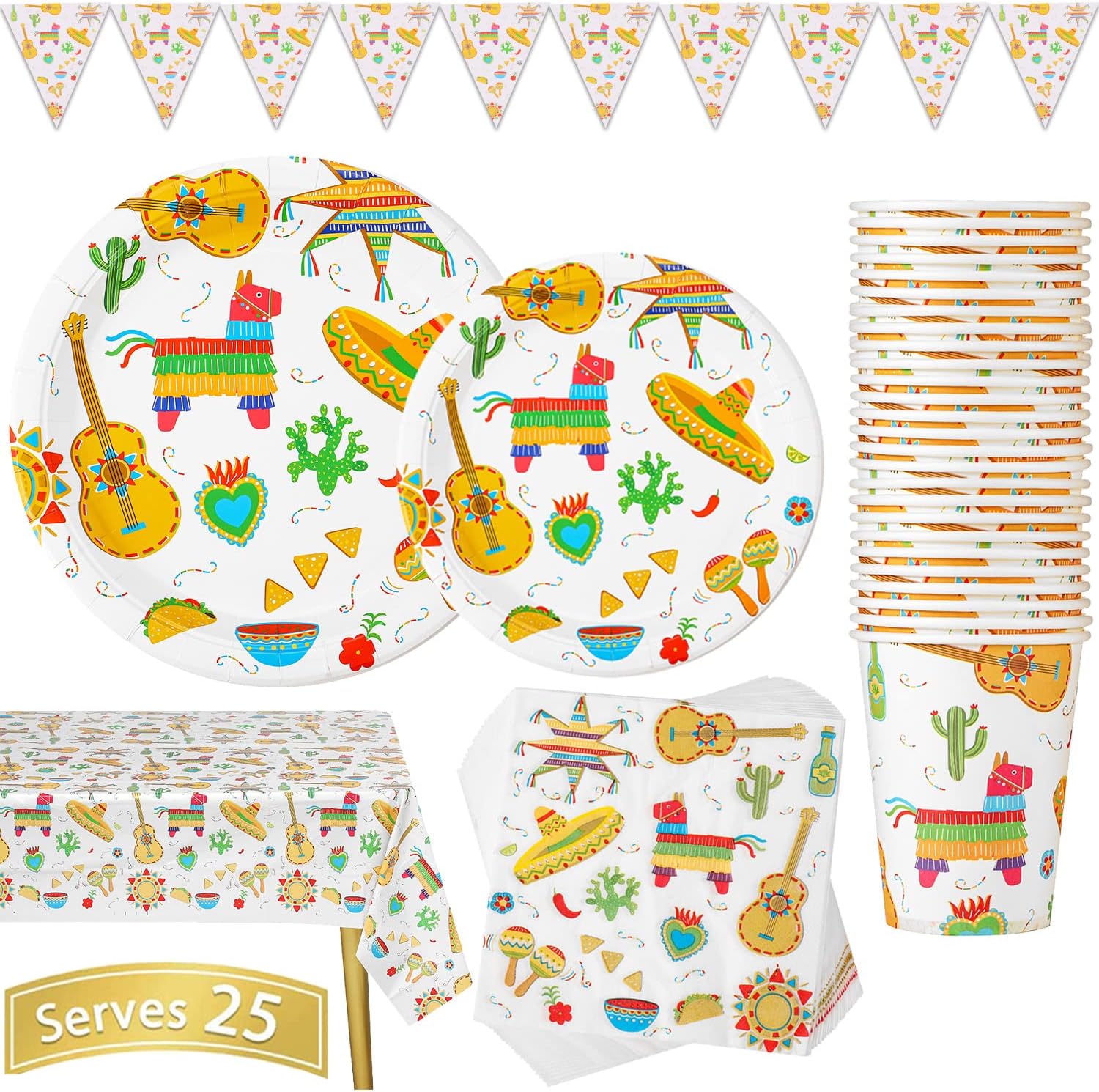 Amazon.com: CC HOME Mexican Fiesta Party Themed Party Supplies Pack ...