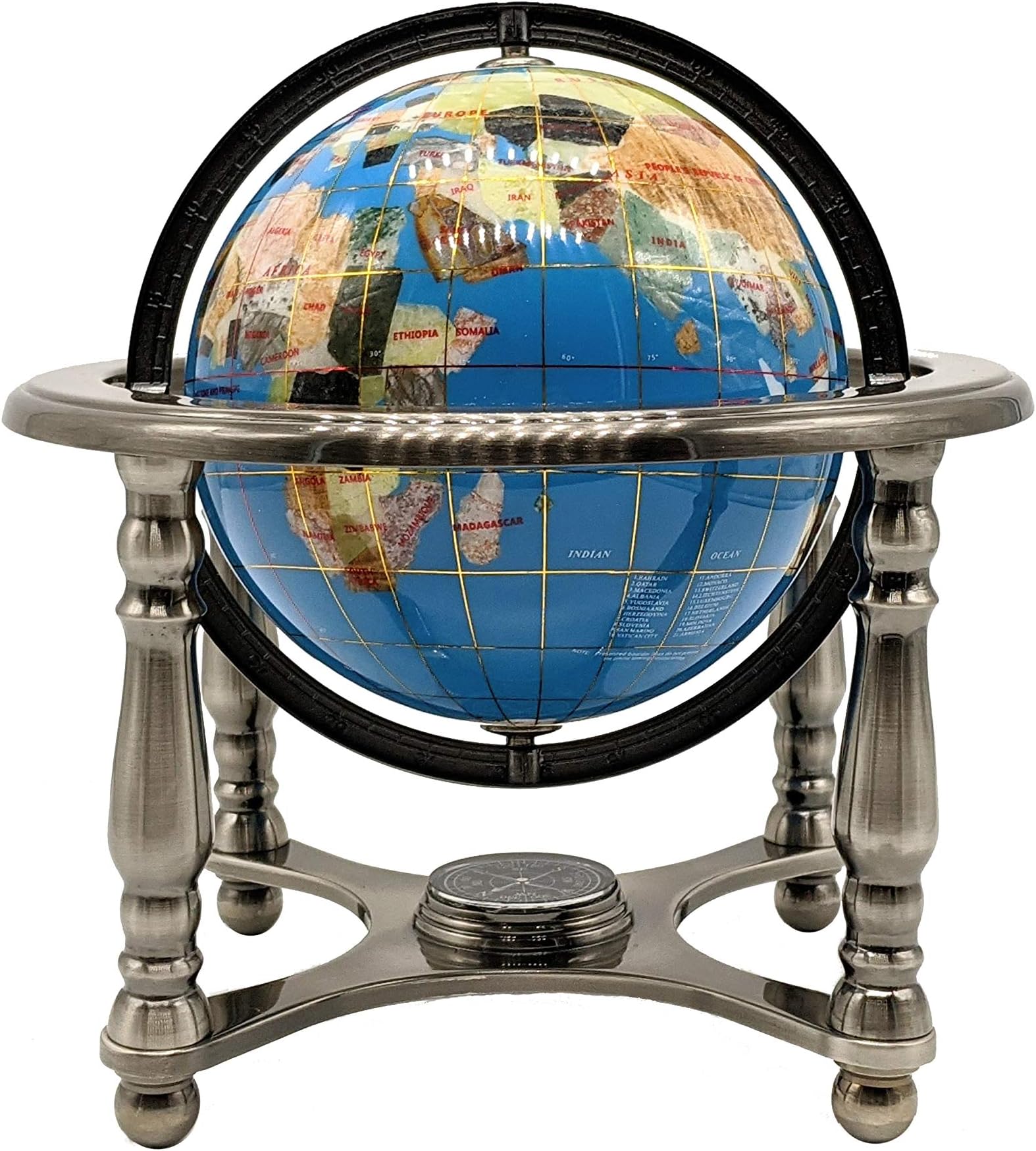 Amazon.com: 14" BLACK ONYX GEMSTONE GLOBE with Silver Stand : Home ...